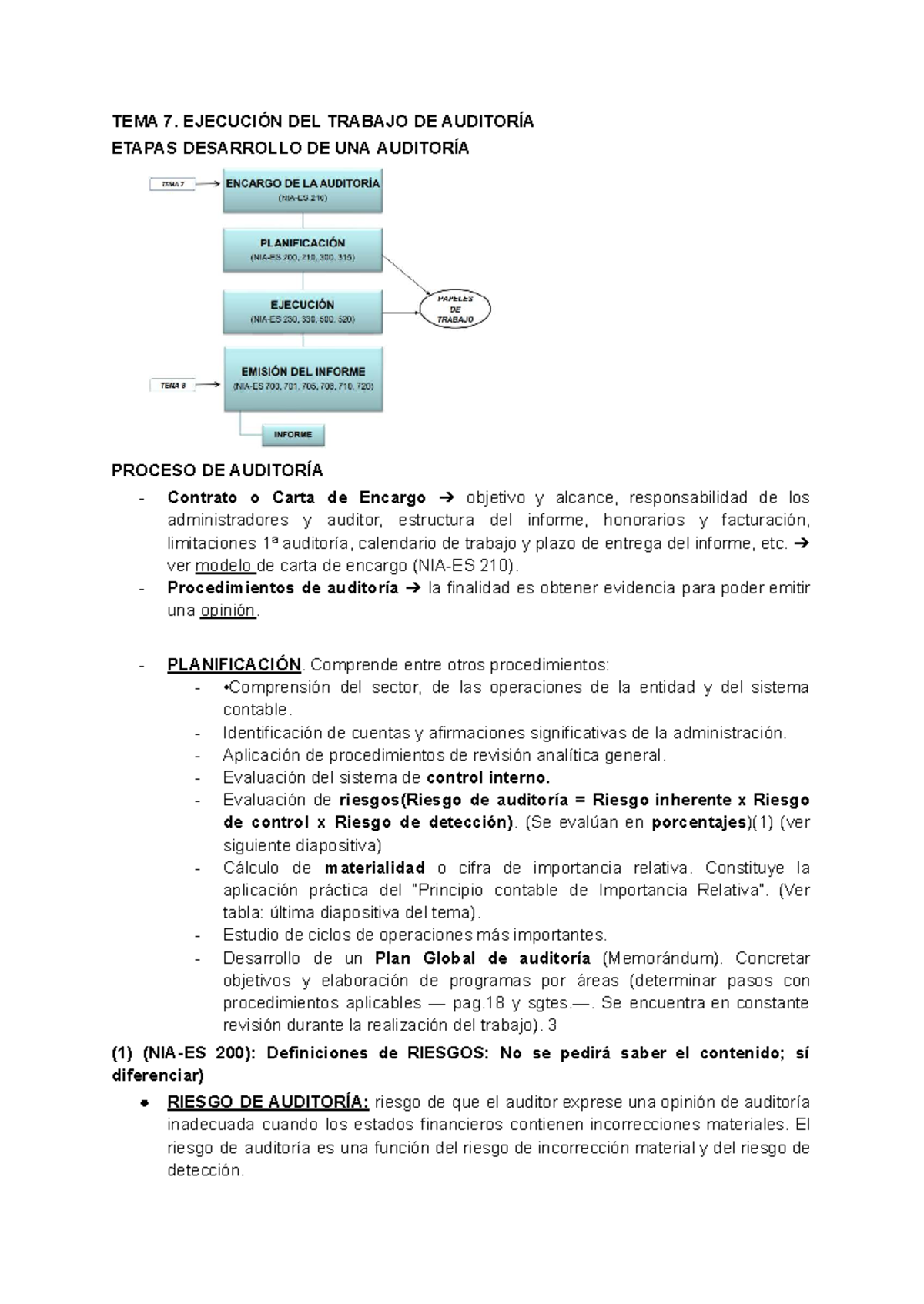 TEMA 7: Ejecución del Trabajo de Auditoría y Proceso de Auditoría - Studocu