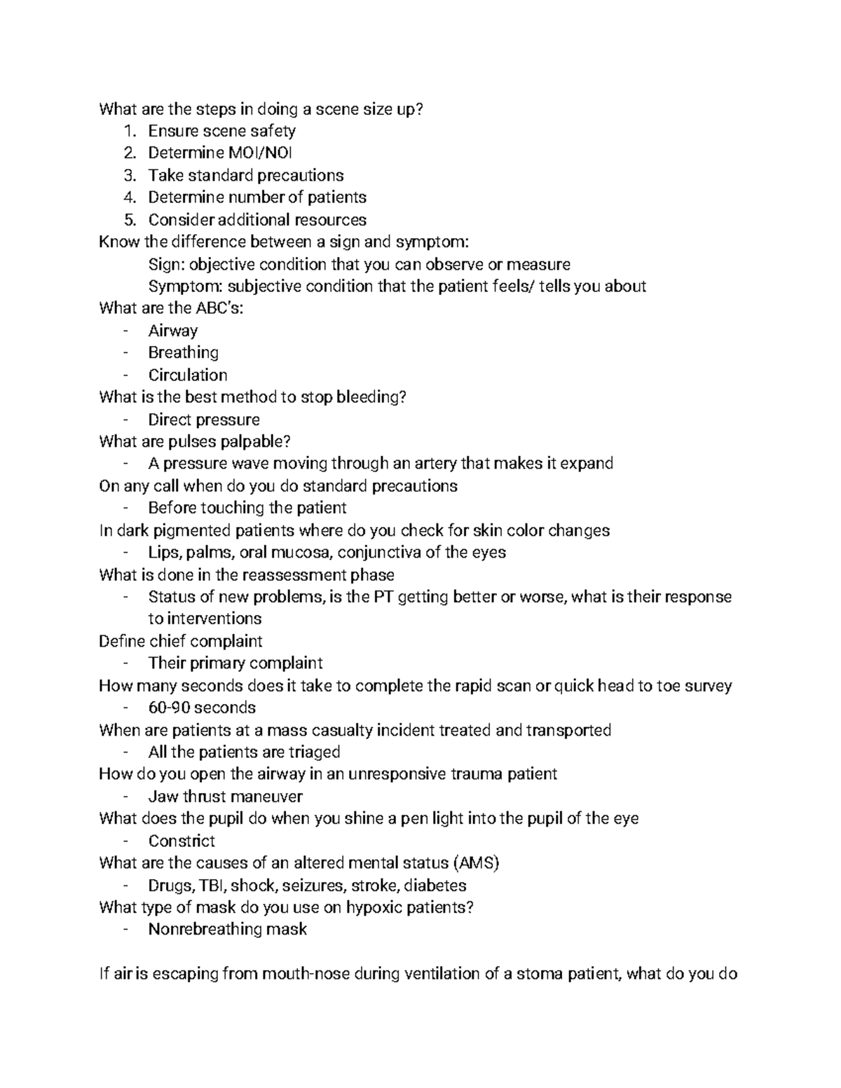 EMT 202: Scene Size-Up & Key Patient Assessment Techniques - Studocu