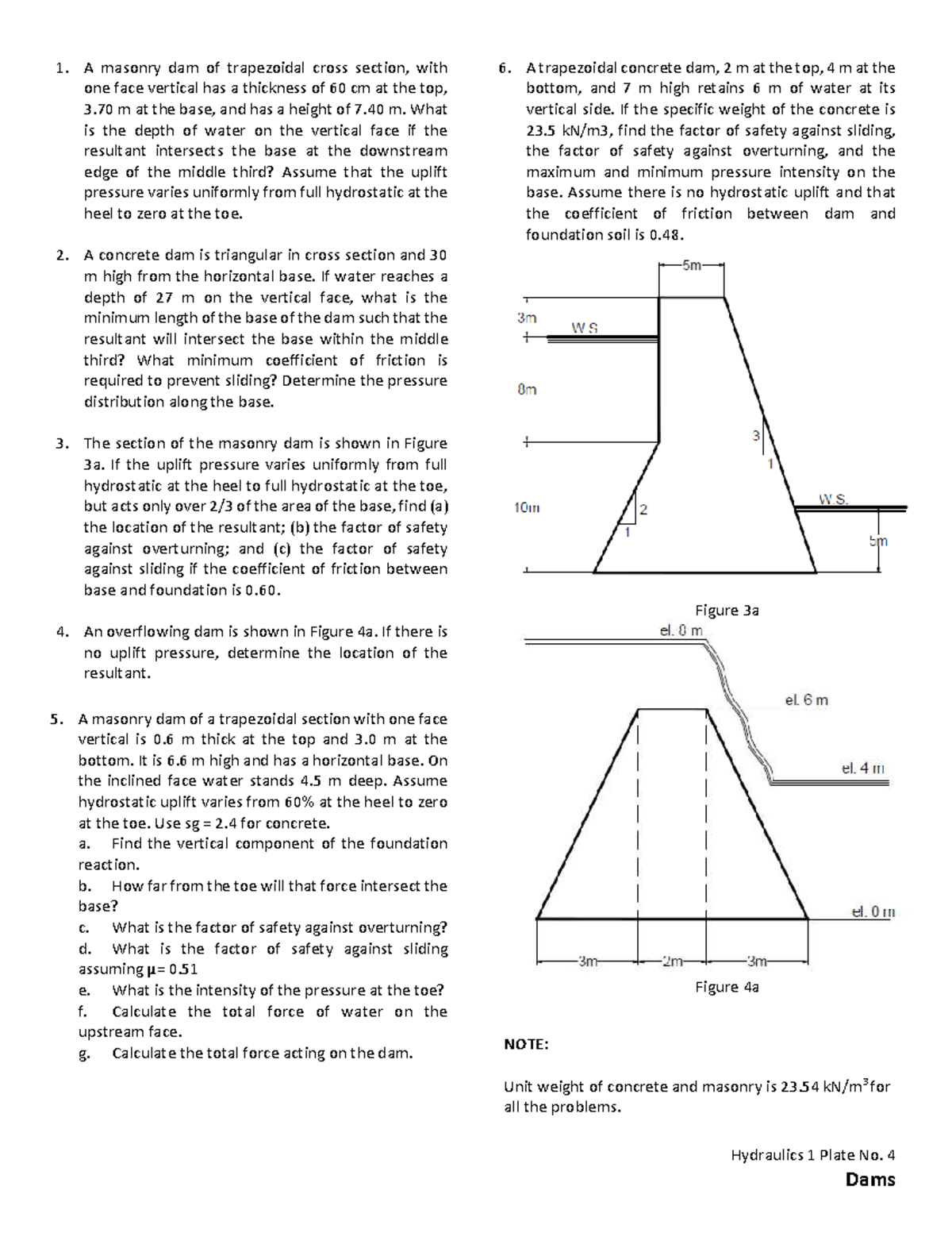 Hydraulics 1 - Practice Problems on Trapezoidal and Triangular Dams ...