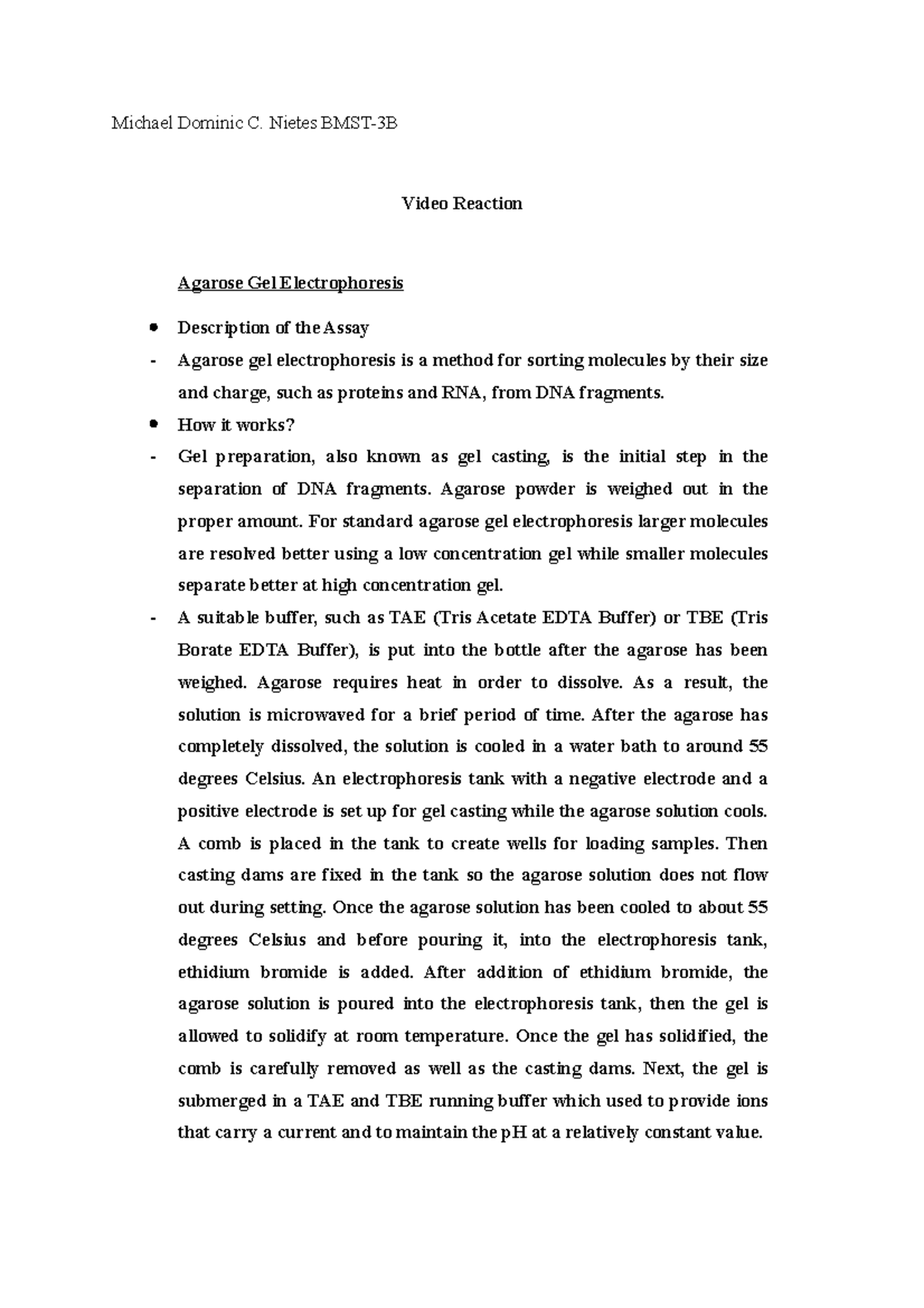 Agar Rose Gel Overview Of Agar Rose Michael Dominic C Nietes Bmst 3b Video Reaction Agarose