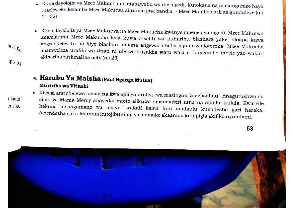 Harubu ya Maisha - Masomo ya Kazi na Majukumu ya Kila Siku - Studocu