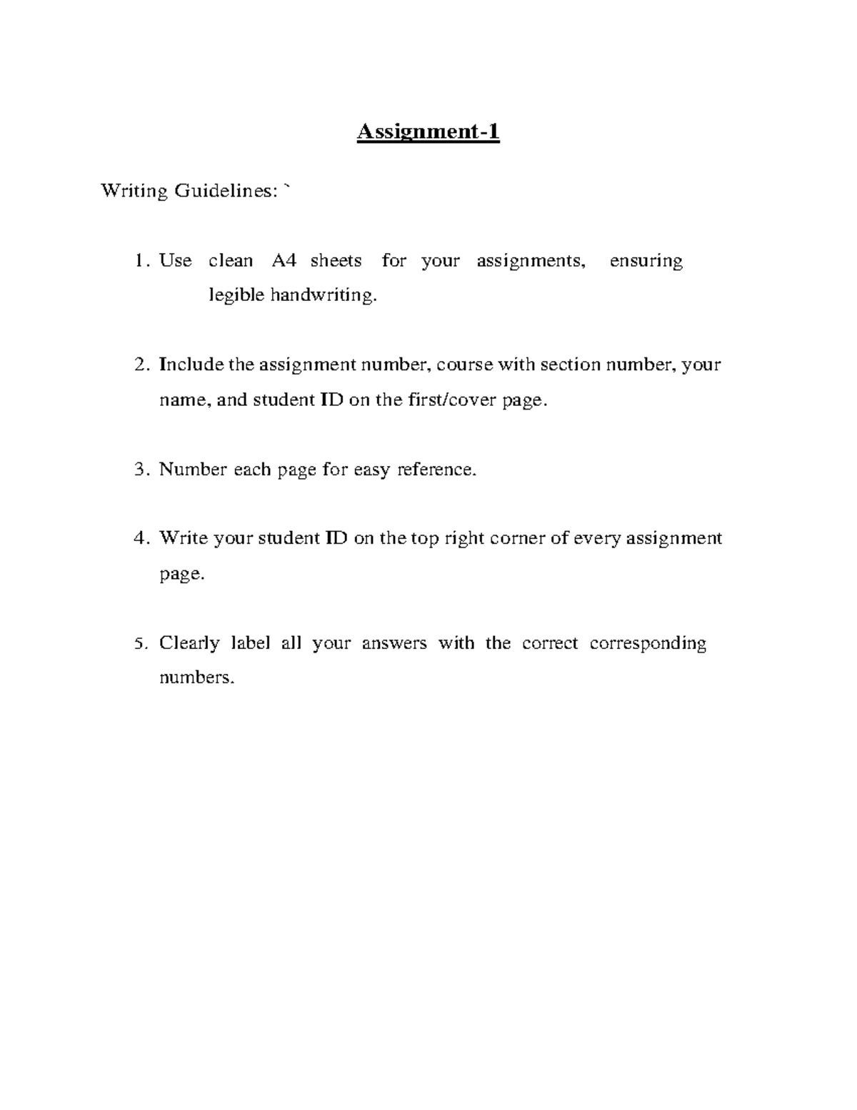 STA 201 Assignment - N/A - Assignment- 1 Writing Guidelines: ` 1. Use ...