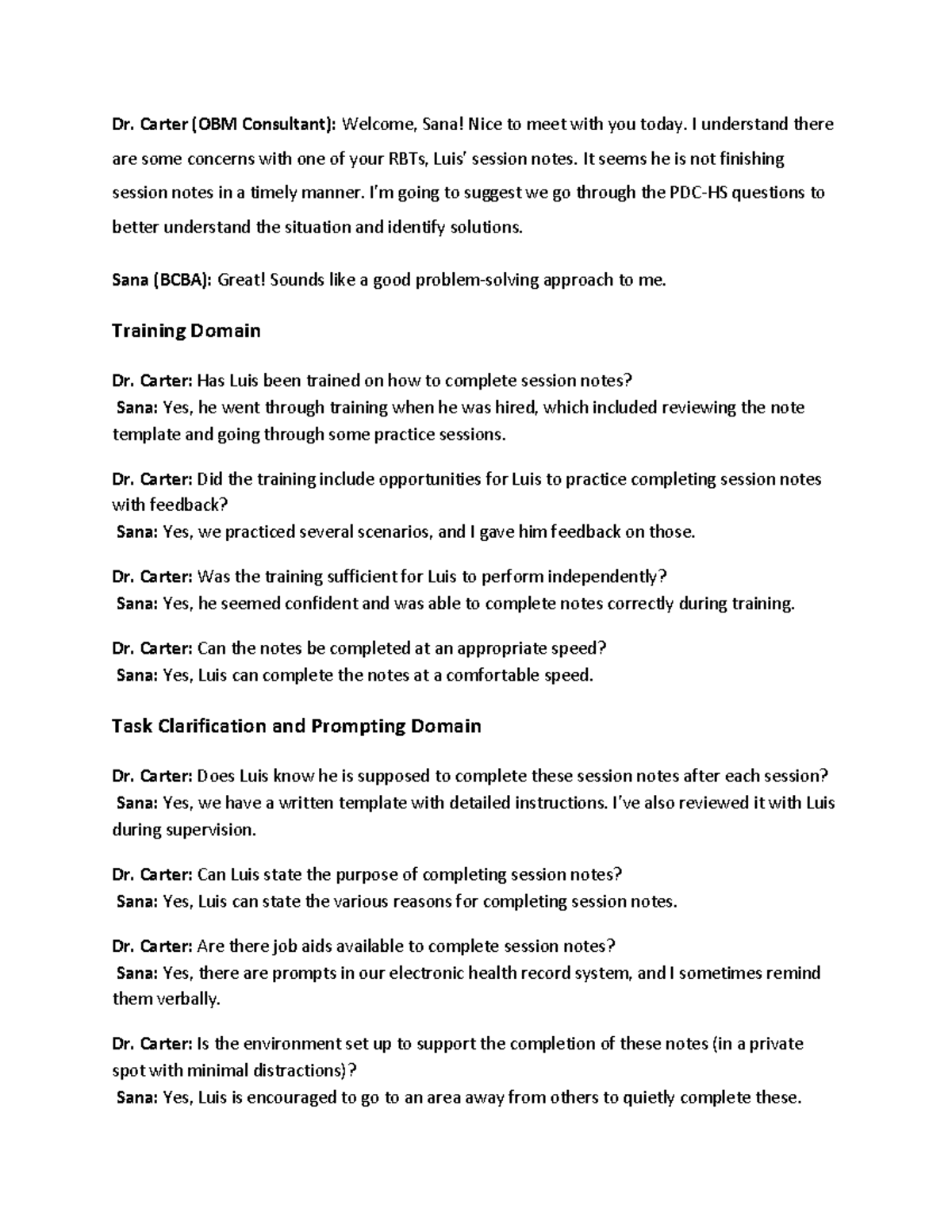 Unit 6 Case Scenario: Session Notes Review & Recommendations (Q3 2025 ...