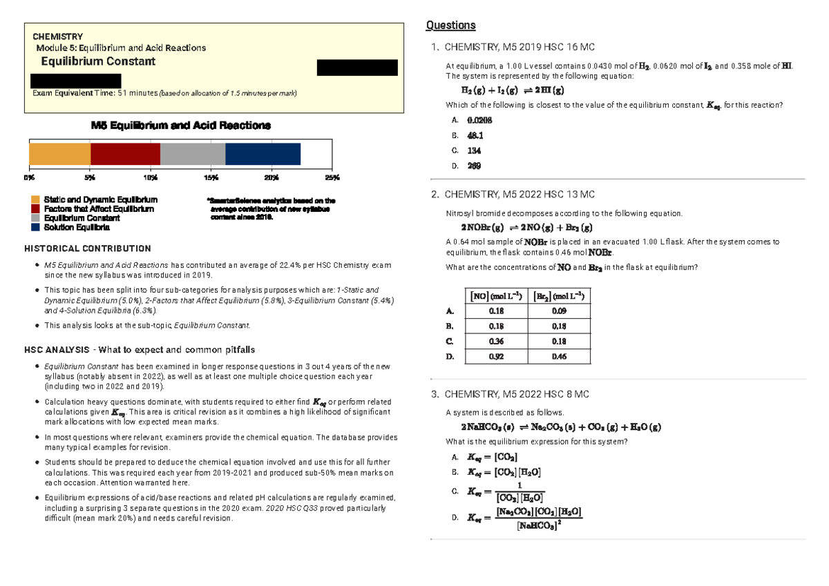 M5 - Equilibrium constant (c) - CHEMISTRY Module 5: Equilibrium and Acid Reactions Equilibrium ...