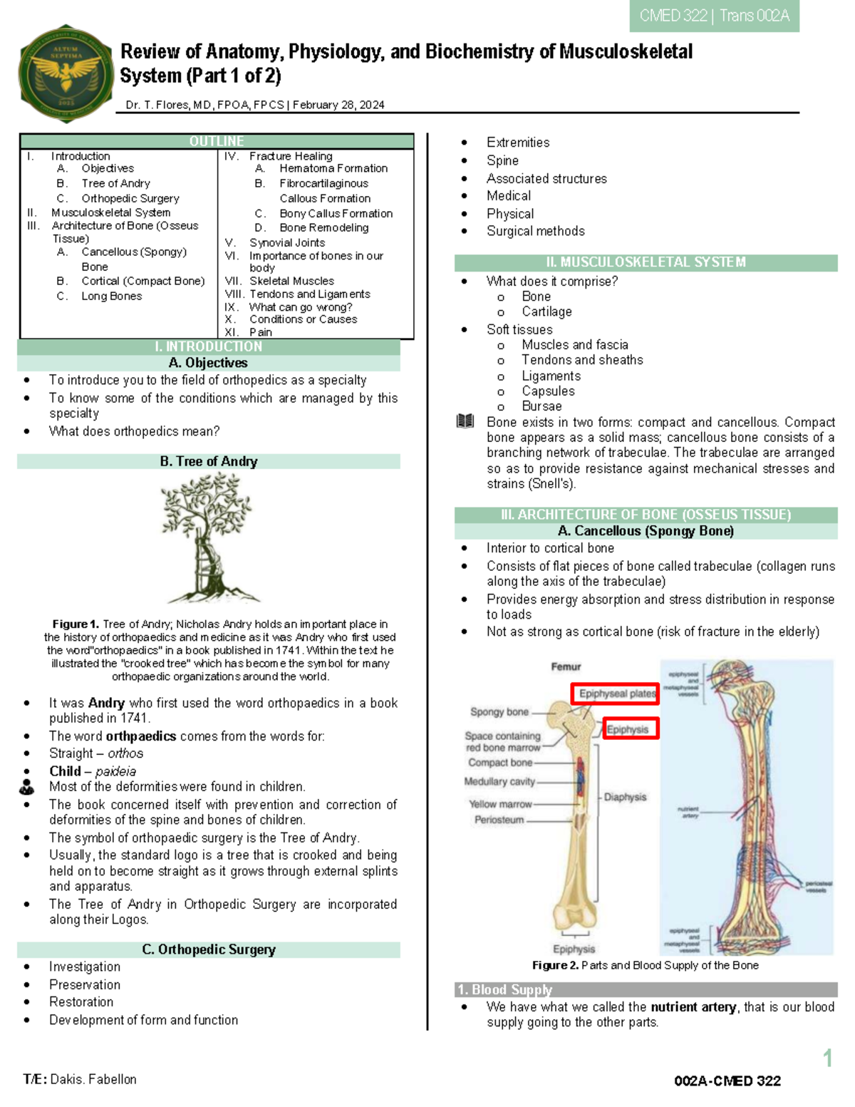CMED 322 Final Exam Review: Anatomy, Physiology & Biochemistry of - Studocu