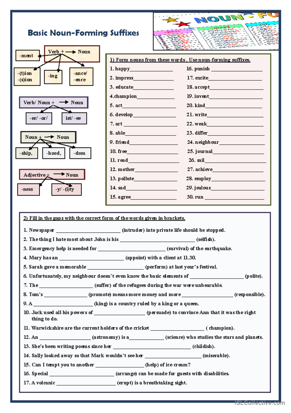 Basic Noun-Forming Suffixes - Basic Noun-Forming Suffixes -ment Verb ...
