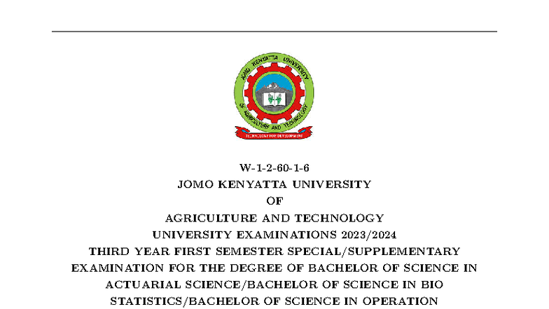 STA 2300: Theory of Estimation - June 2024 Exam Paper - Studocu