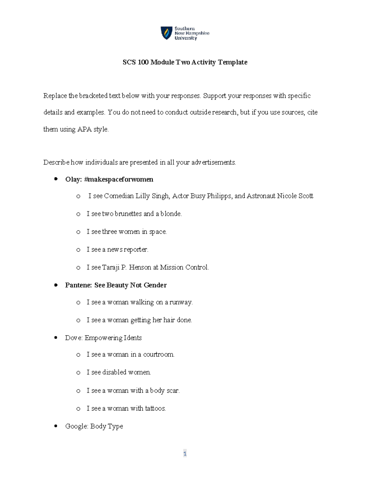 SCS 100 2-2 - Module Two Advertising Analysis Assignment - Studocu