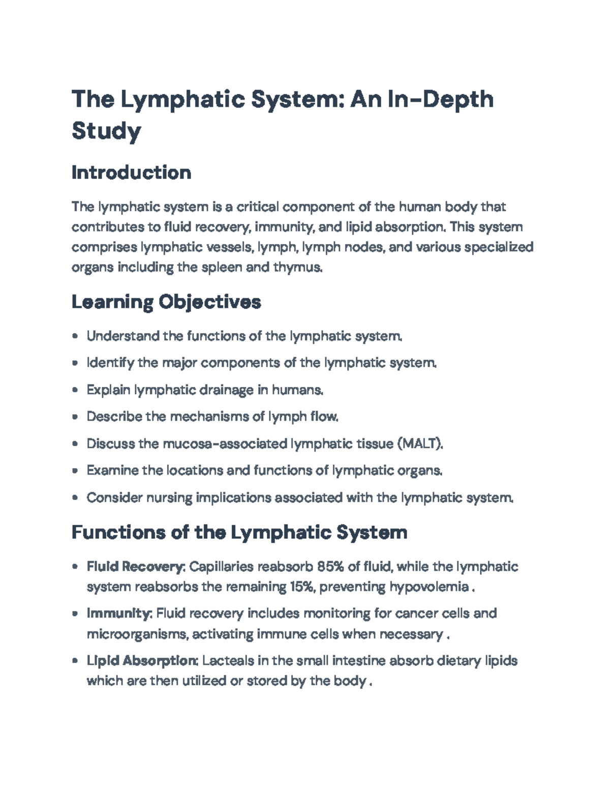 Lymphatic System Overview: Components, Functions, and Nursing ...