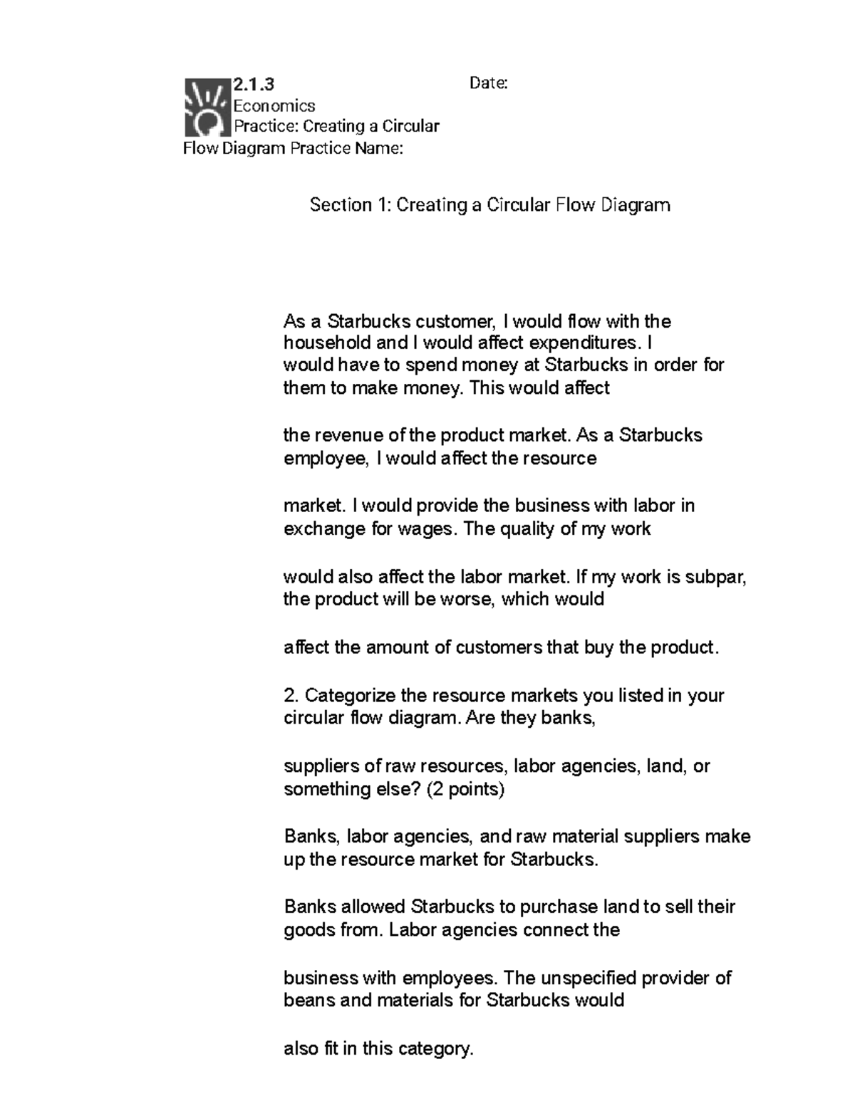 2.1.3 Practice - Creating a Circular Flow Diagram (Practice ...