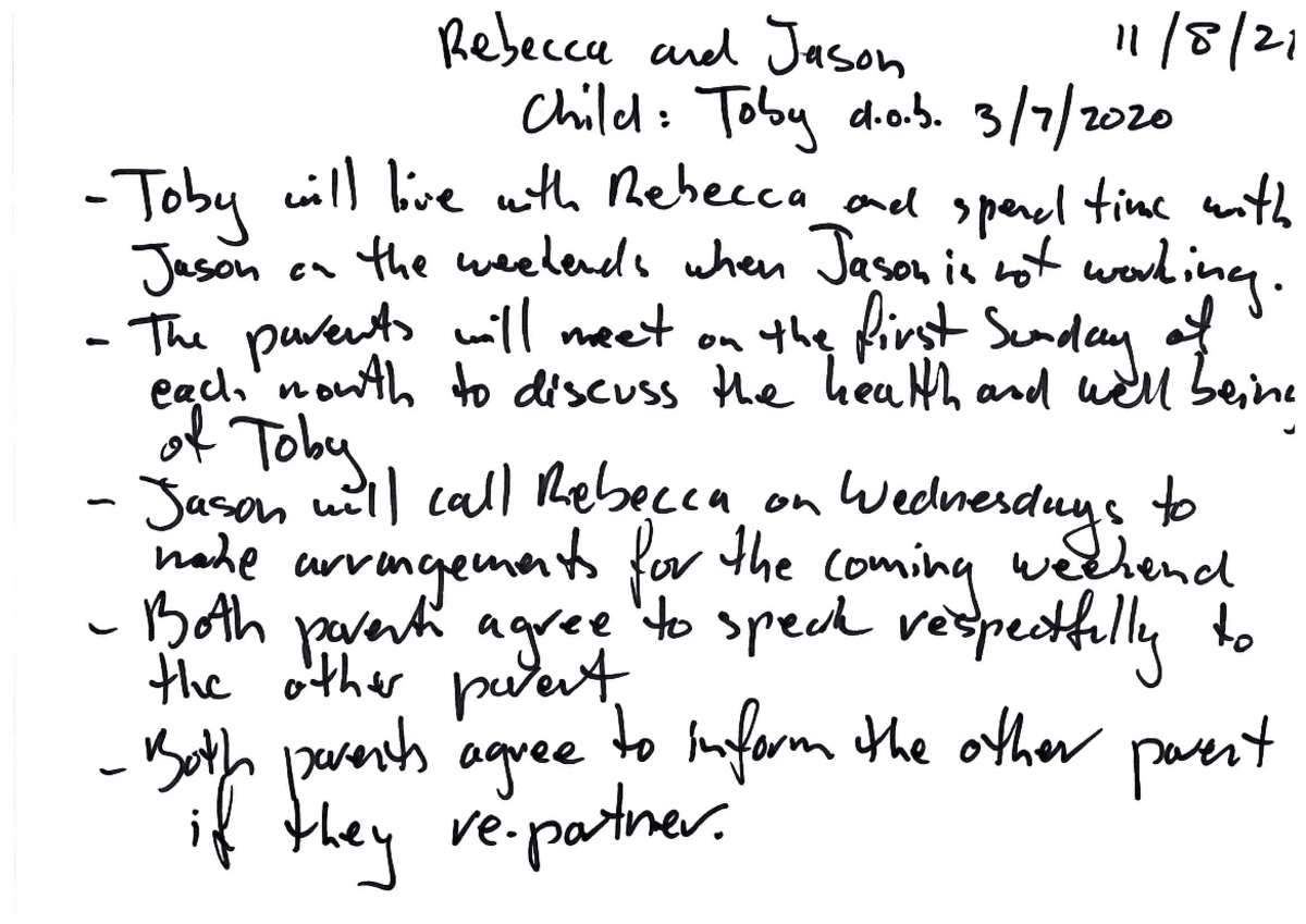 Agreement Rebecca and Jason - LAW10024 - Rebecca and Jason Child: To d ...