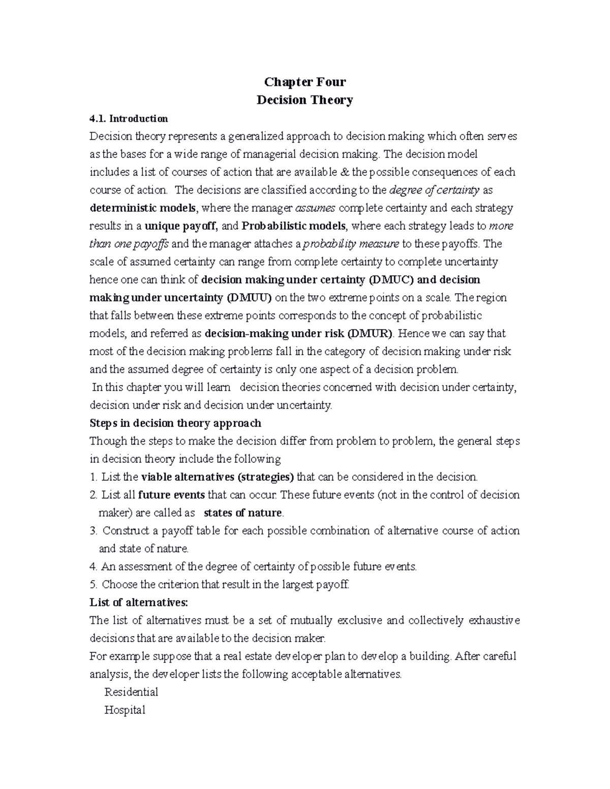 Ch-4 - Decision Theory: Understanding Simplex Strategies - Studocu