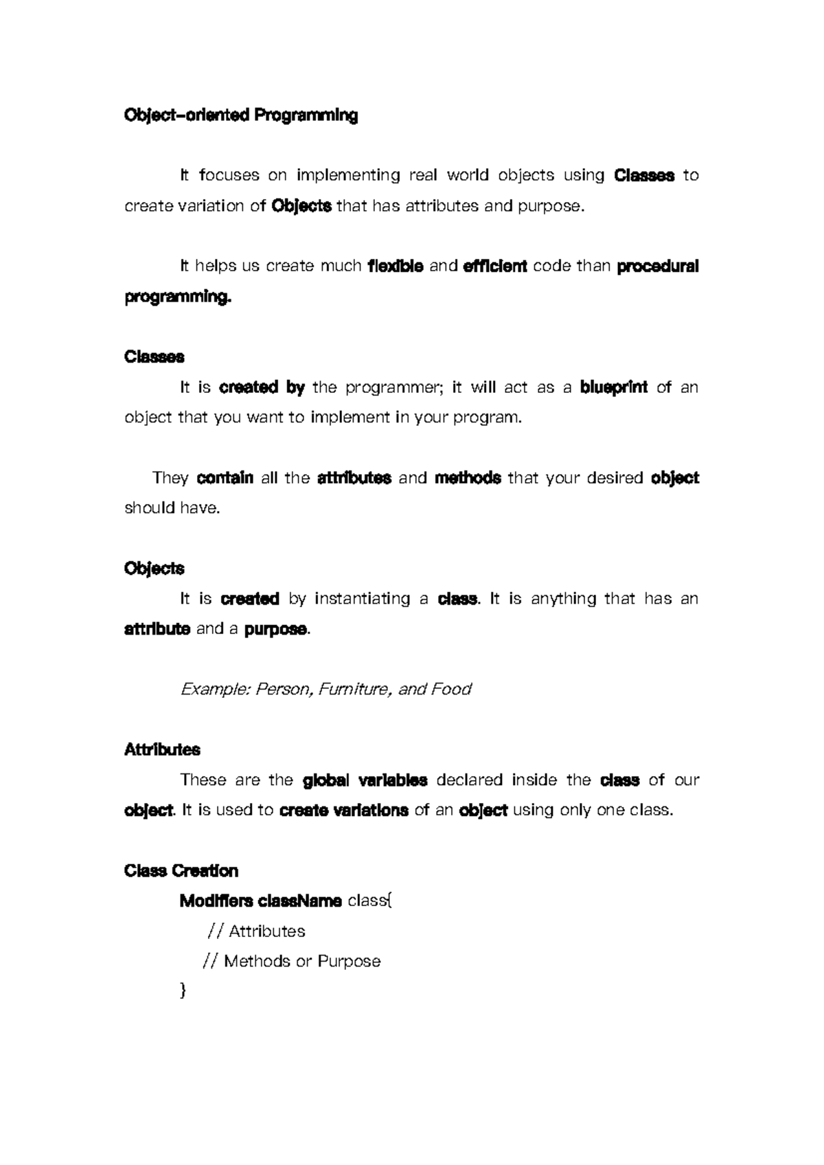 OOP1: Understanding Classes and Objects in Programming - Studocu