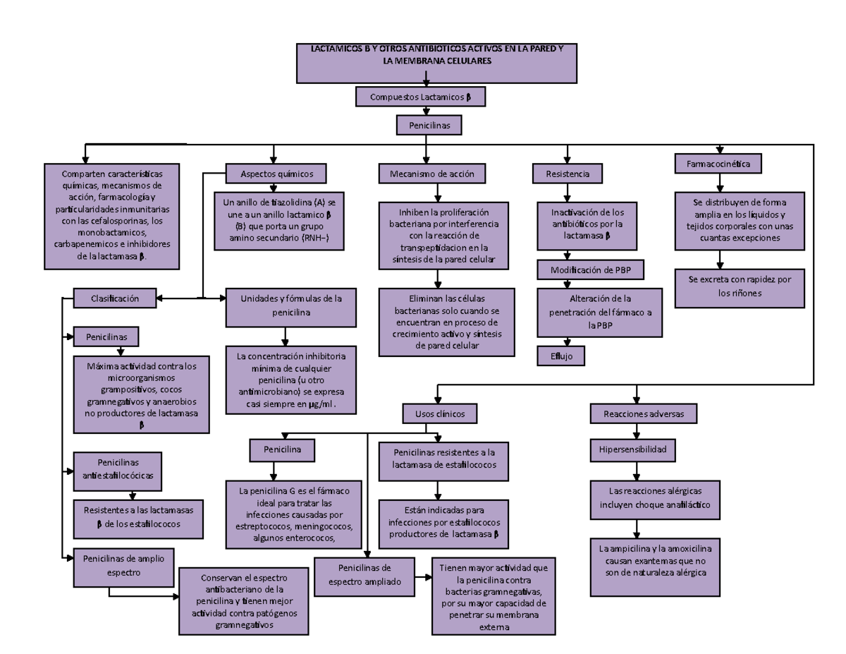 Mapa conc. betalactamicos - LACTÁMICOS Β Y OTROS ANTIBIÓTICOS ACTIVOS EN LA PARED Y LA MEMBRANA ...