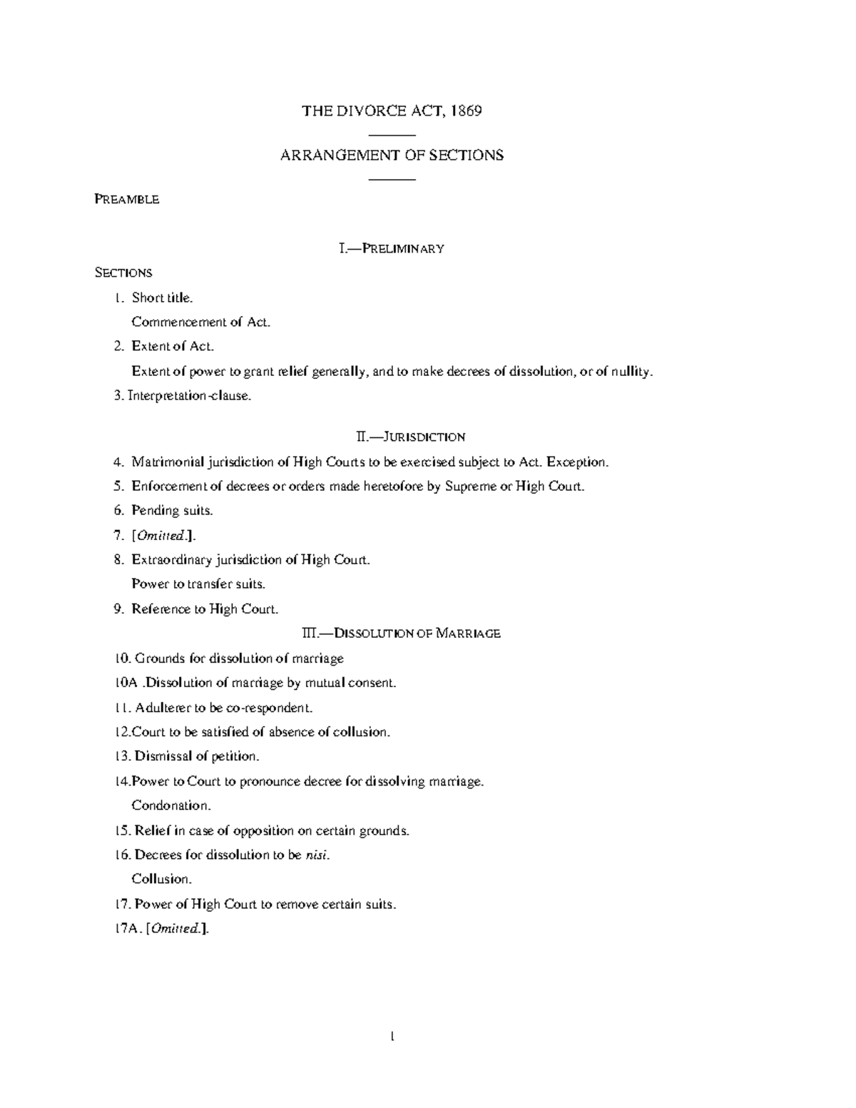 THE DIVORCE ACT, 1869: Comprehensive Study Notes & Sections - Studocu
