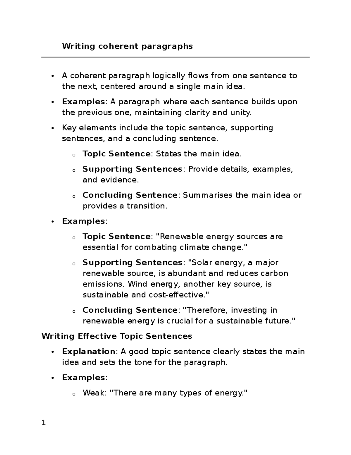 Writing Coherent Paragraphs: Key Elements & Examples - Studocu