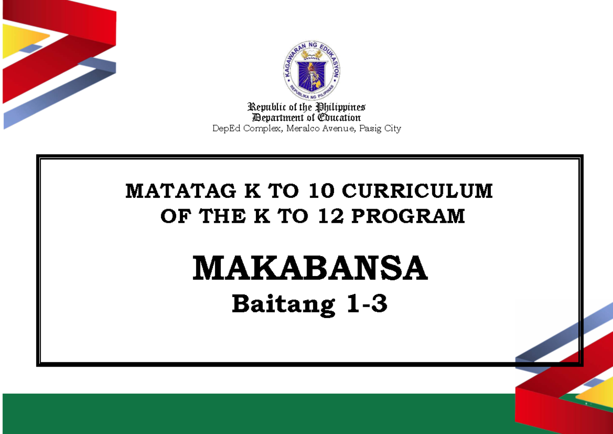 Final Matatag Makabansa CG 2023 Grades 1-3 - Republic of the ...