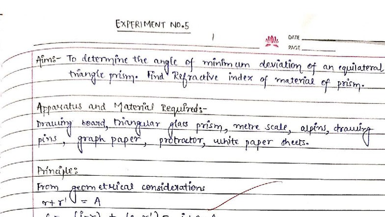 Physics XII Practical: Experiment 5 - Refractive Index & Minimum ...