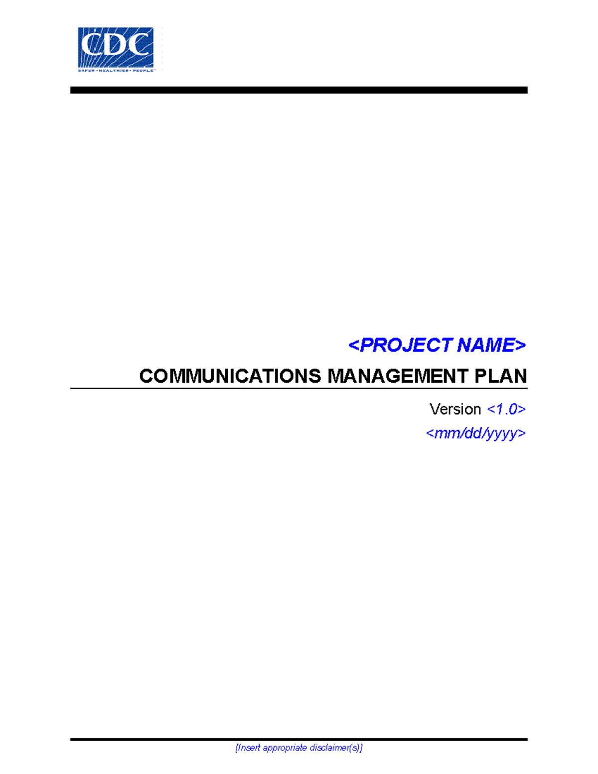 CDC UP Communications Management Plan Template v1.0 - Studocu