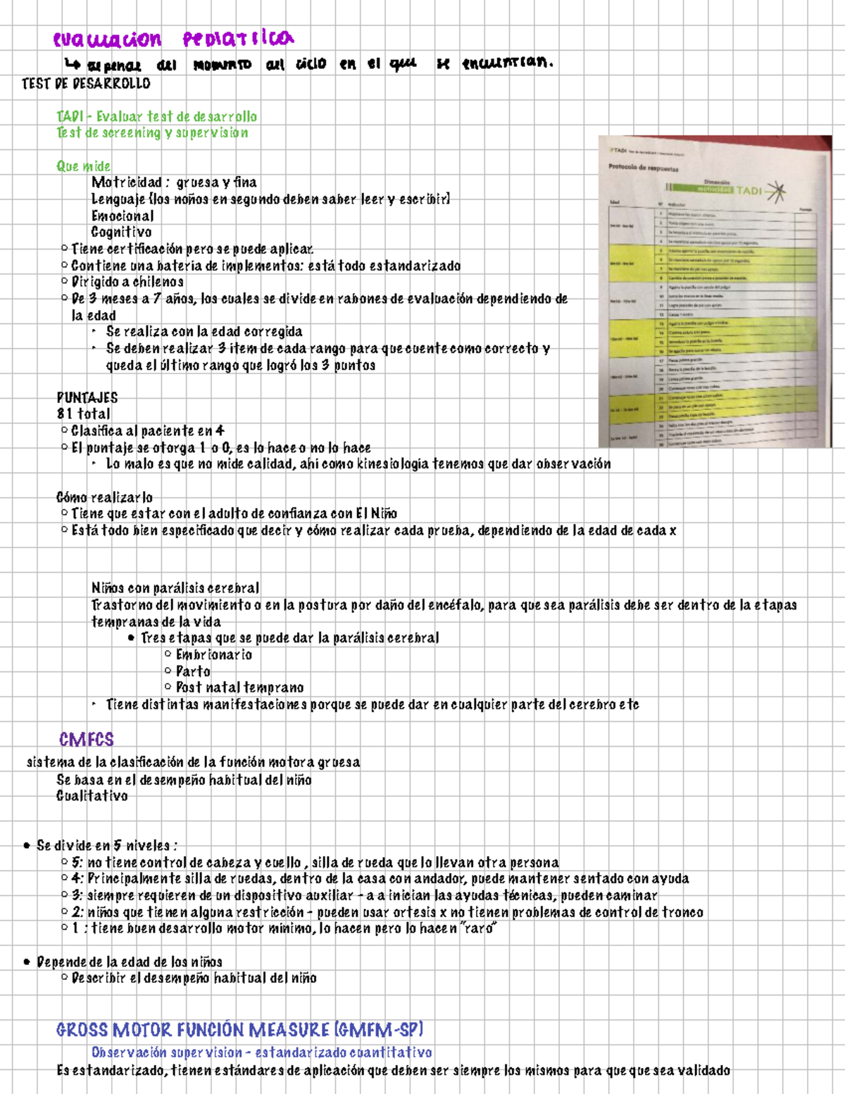 NKP 💗 - Apuntes sobre Test de Evaluación en Neuro Pediatría - Studocu