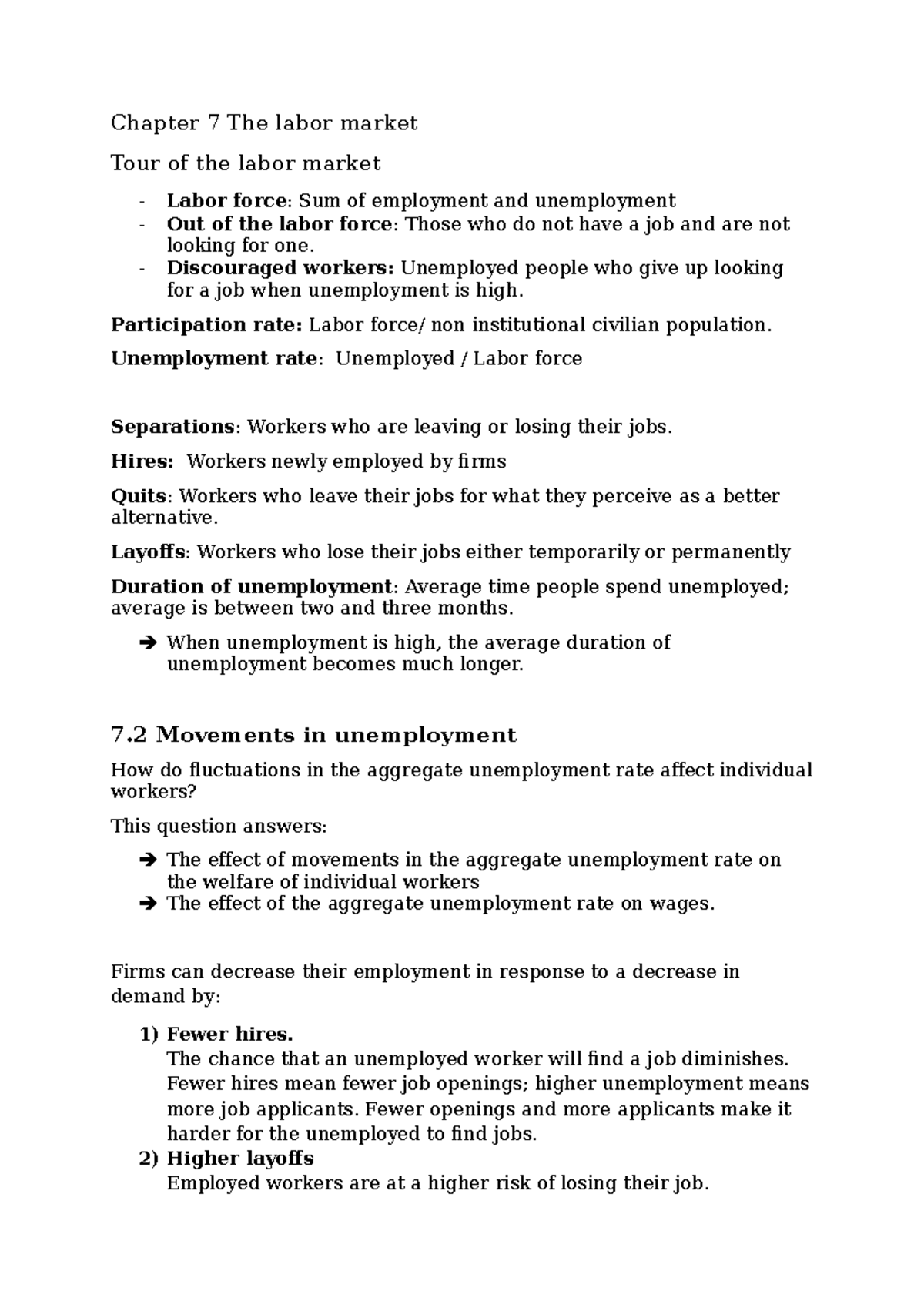 Chapter 7: Understanding the Labor Market Dynamics - Studeersnel