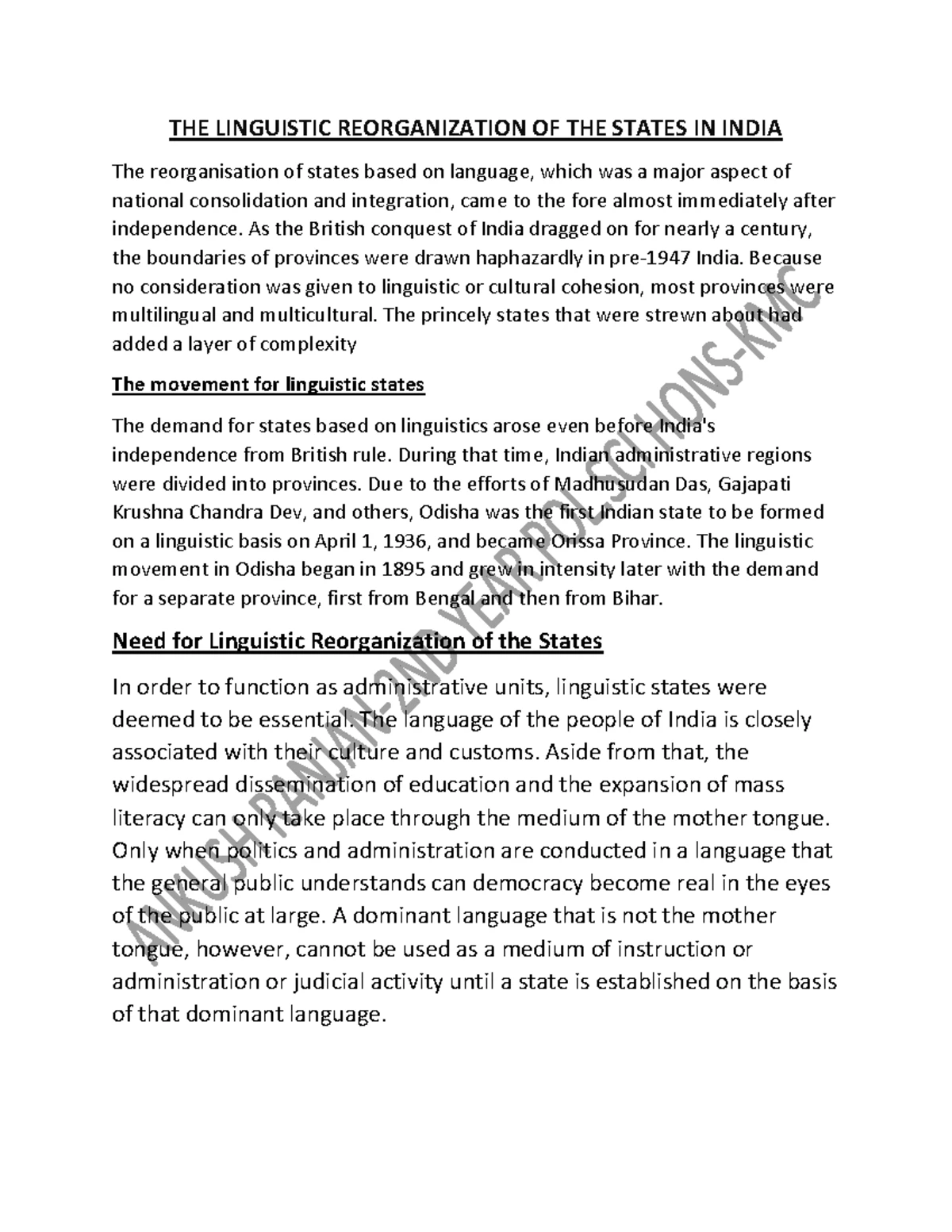 Studocu - it is analytical explanation on reorganisation of states in ...