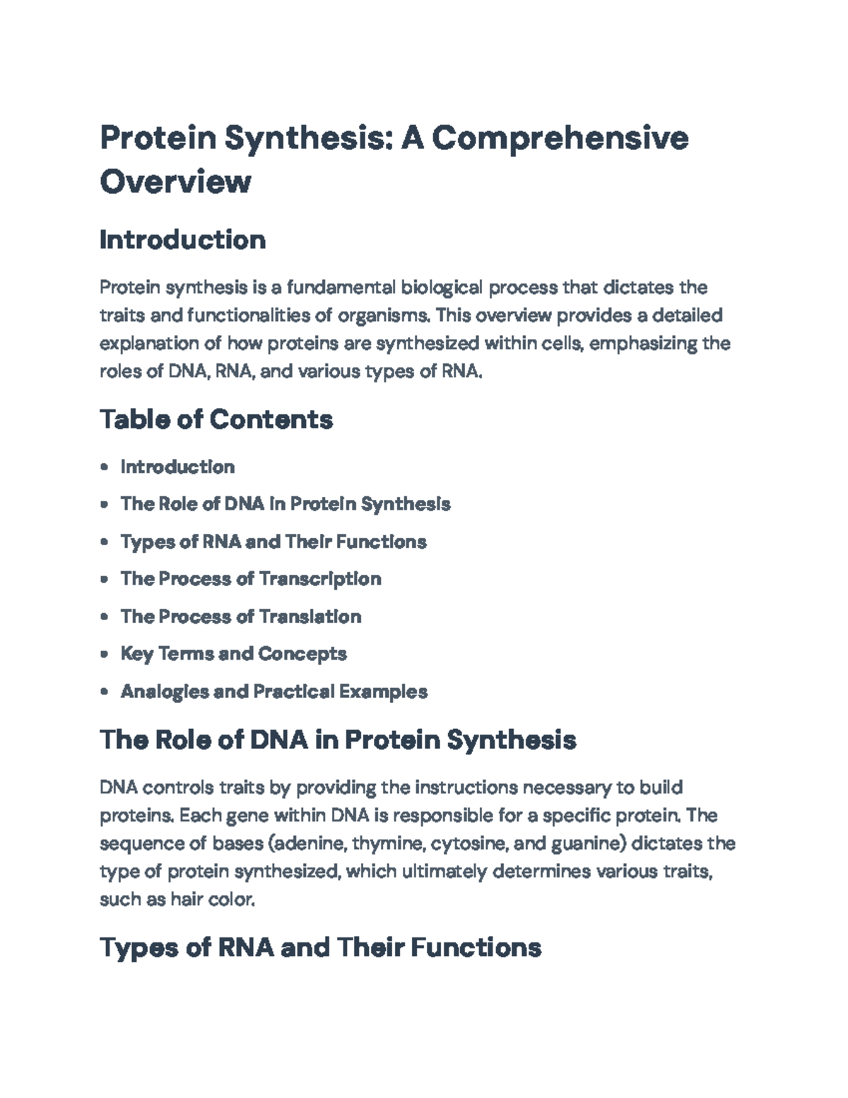 Protein Synthesis: Detailed Overview and Processes (Course Code ...