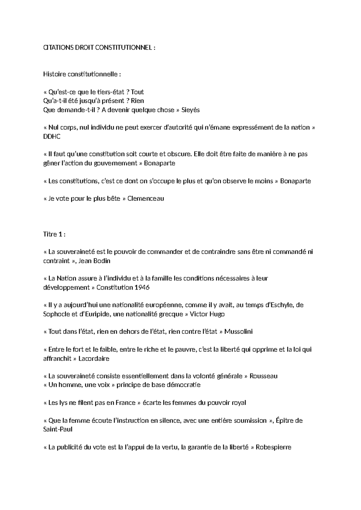 CITATIONS DROIT CONSTITUTIONNEL : Réflexions sur la Souveraineté et la ...