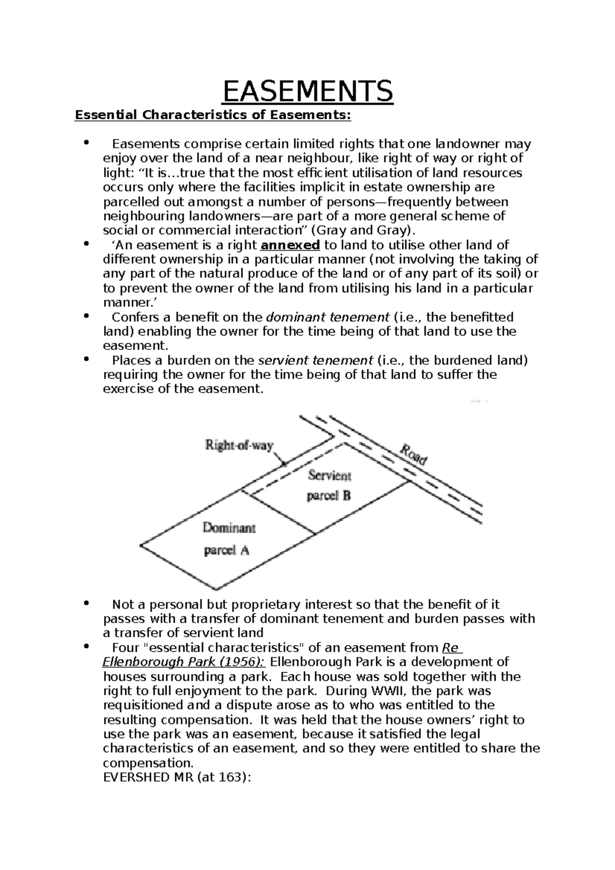 Easements Notes - Emily Carroll - EASEMENTS Essential Characteristics ...