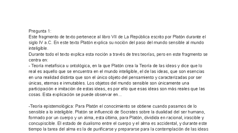 La República de Platón: Teorías del Mundo Sensible e Inteligible - Studocu