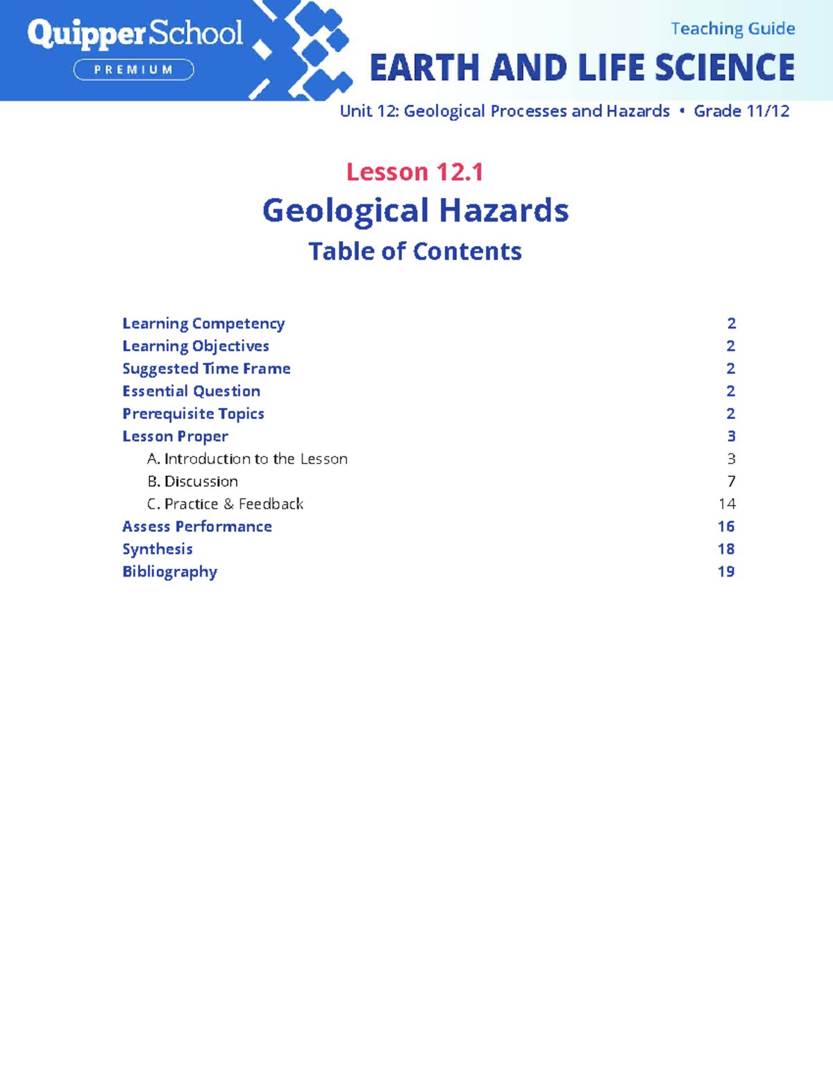 SHS 12.1: Geological Hazards - Understanding Earth Processes and Risks ...