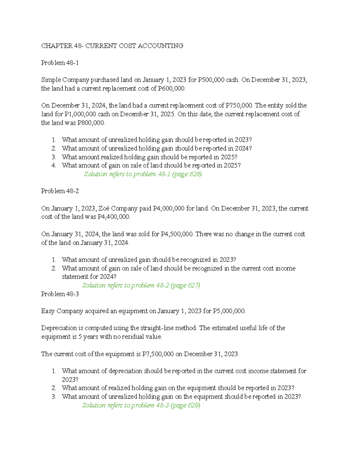 Chapter 48: Current Cost Accounting Analysis & Problem Solutions - Studocu