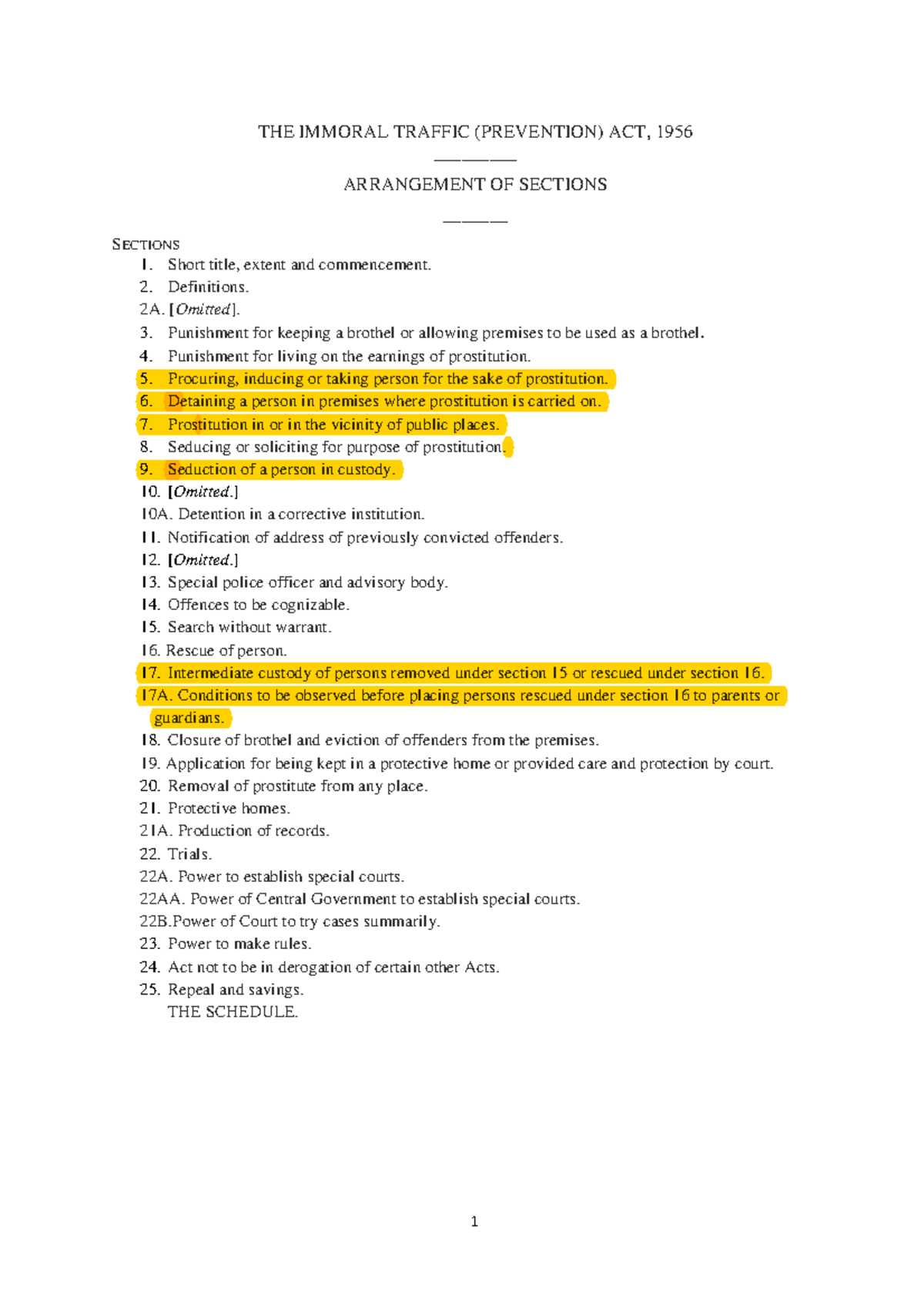 The Immoral Traffic (Prevention) Act, 1956: Section Overview - Studocu