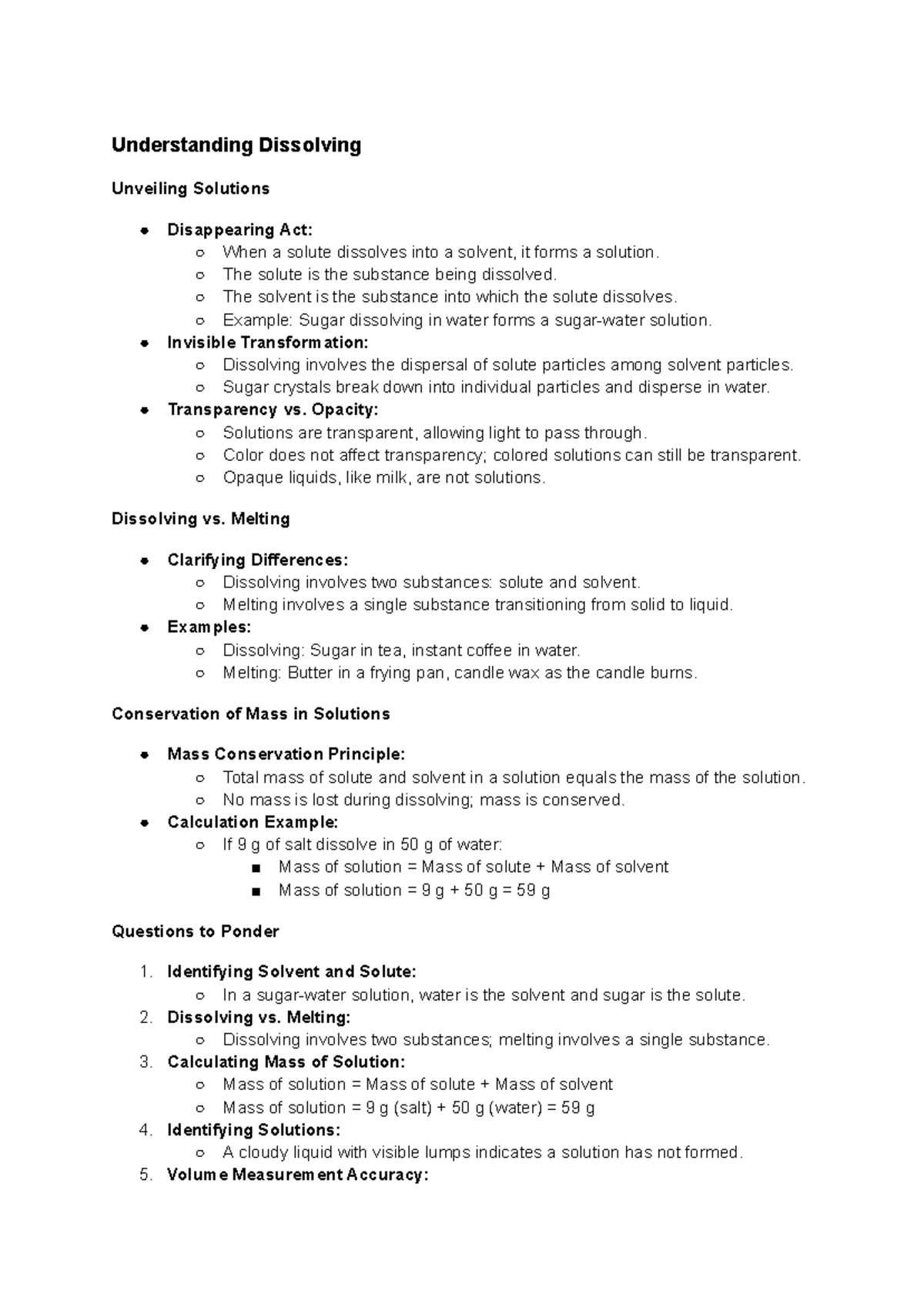 Chapter 2: Understanding Dissolving and Solubility - Year 8 Science ...