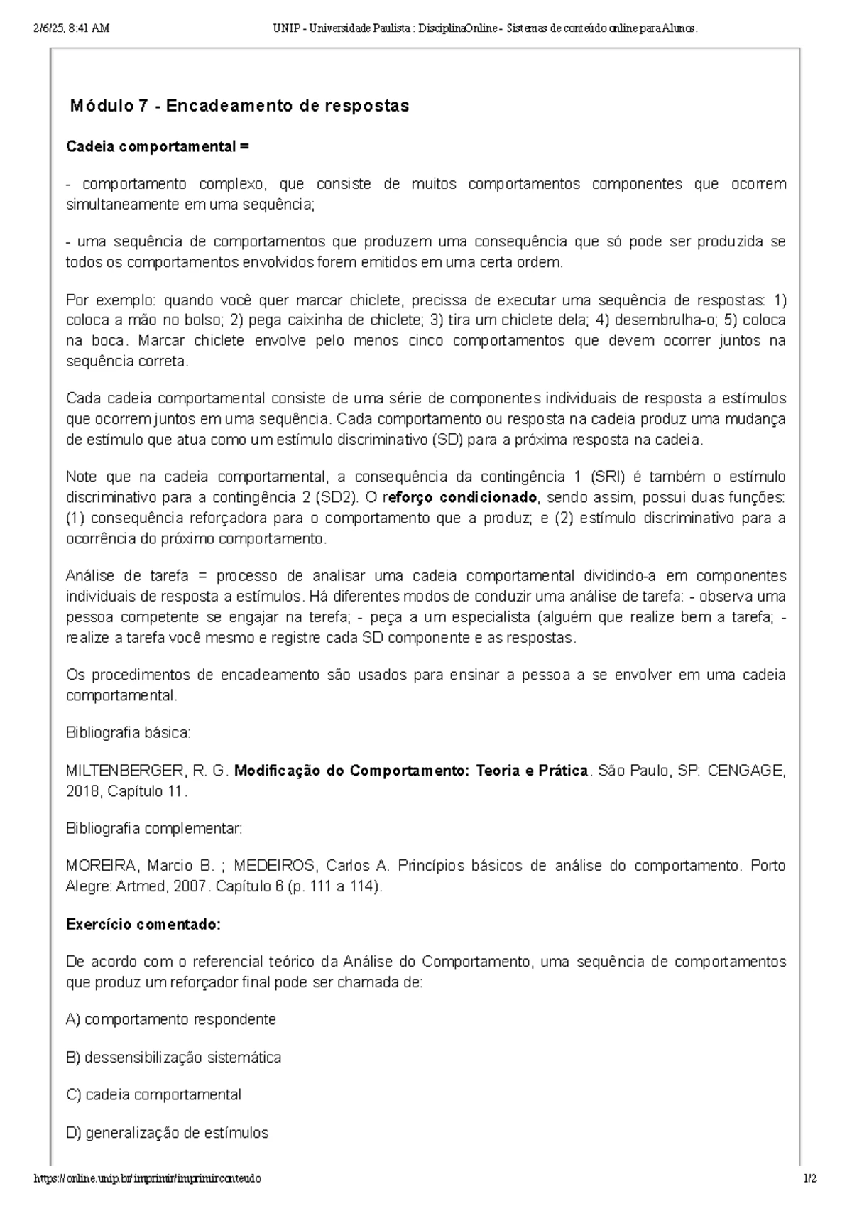 Esquemas de Reforçamento - Módulo 6 - UNIP - Studocu