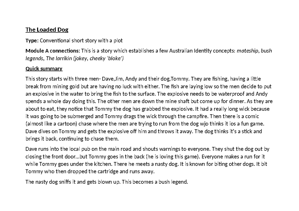 The Loaded Dog: Analyzing Australian Identity in Module A - Studocu