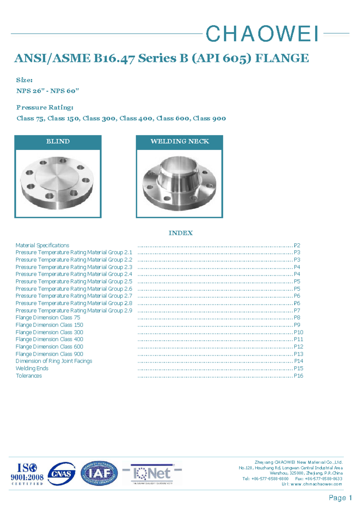 ANSI/ASME B16.47 Series B (API 605) Flanges Specifications Overview ...