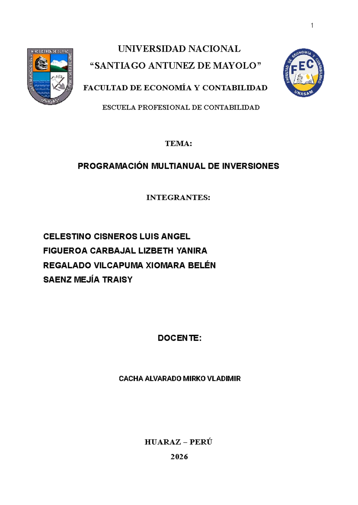 Programación Multianual de Inversiones - Facultad de Economía y ...