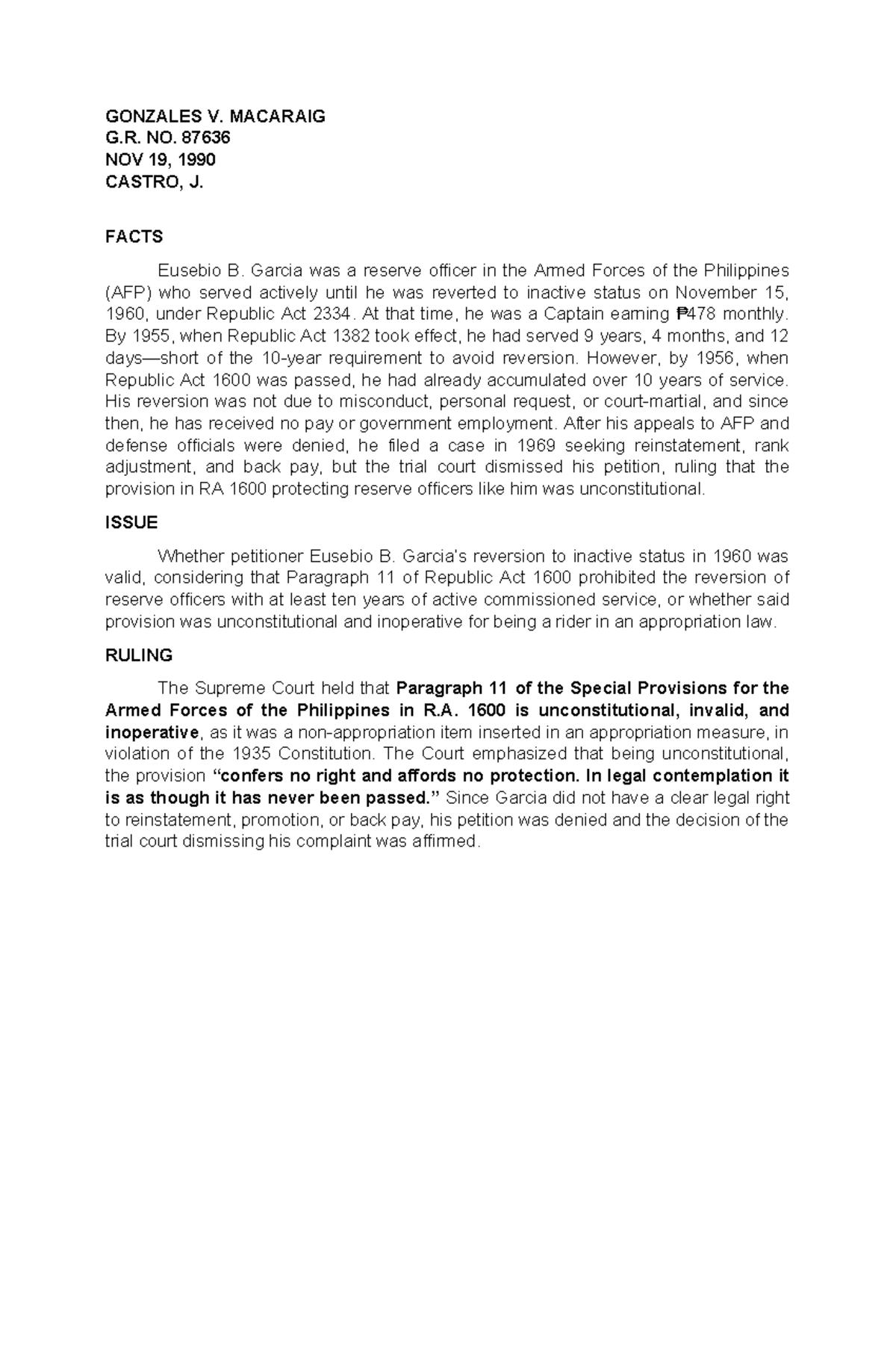 Case Digest on Constitutional Law: Key Supreme Court Rulings - Studocu
