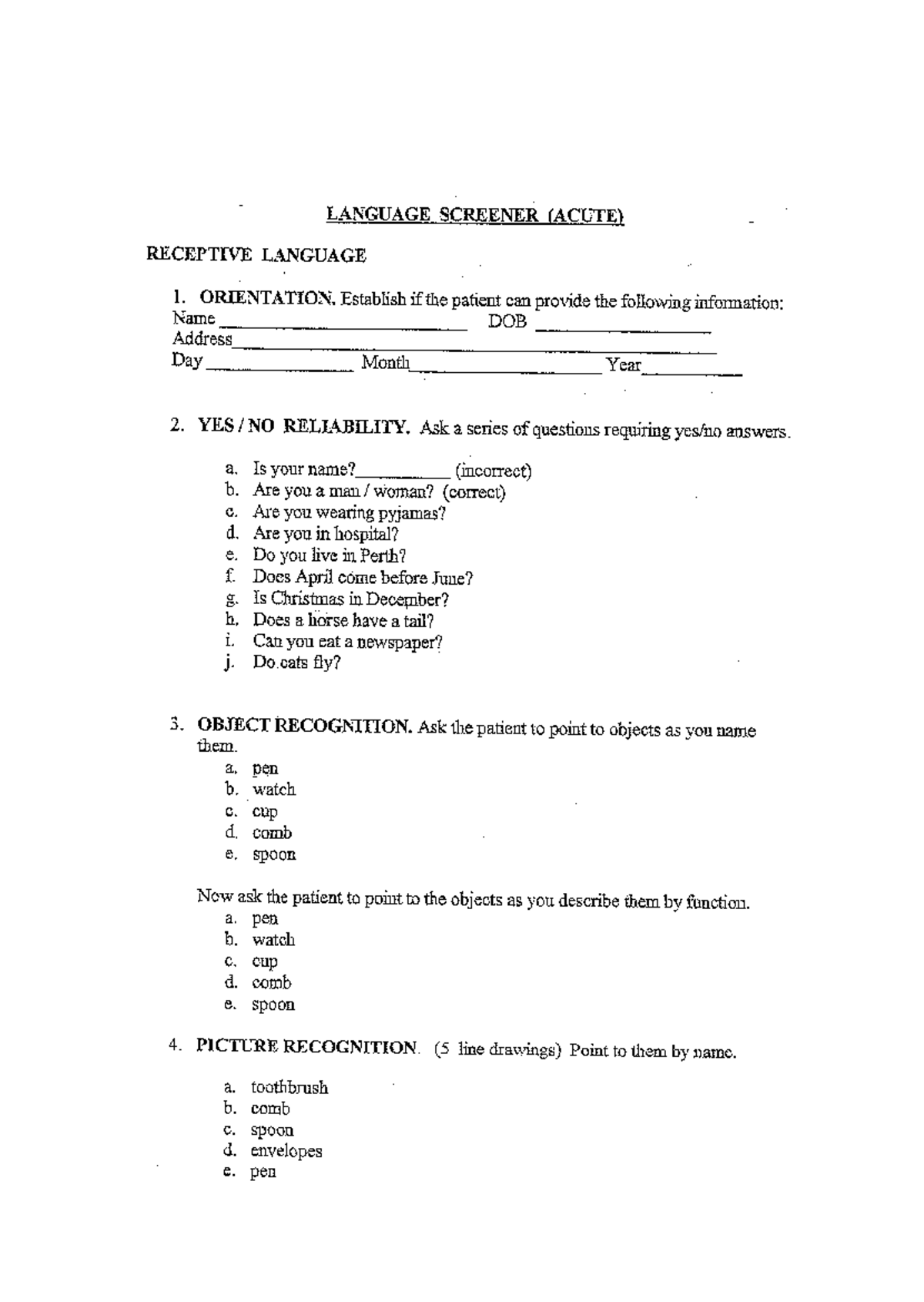 Acute Language Screener 1-1: Comprehensive Receptive Language ...