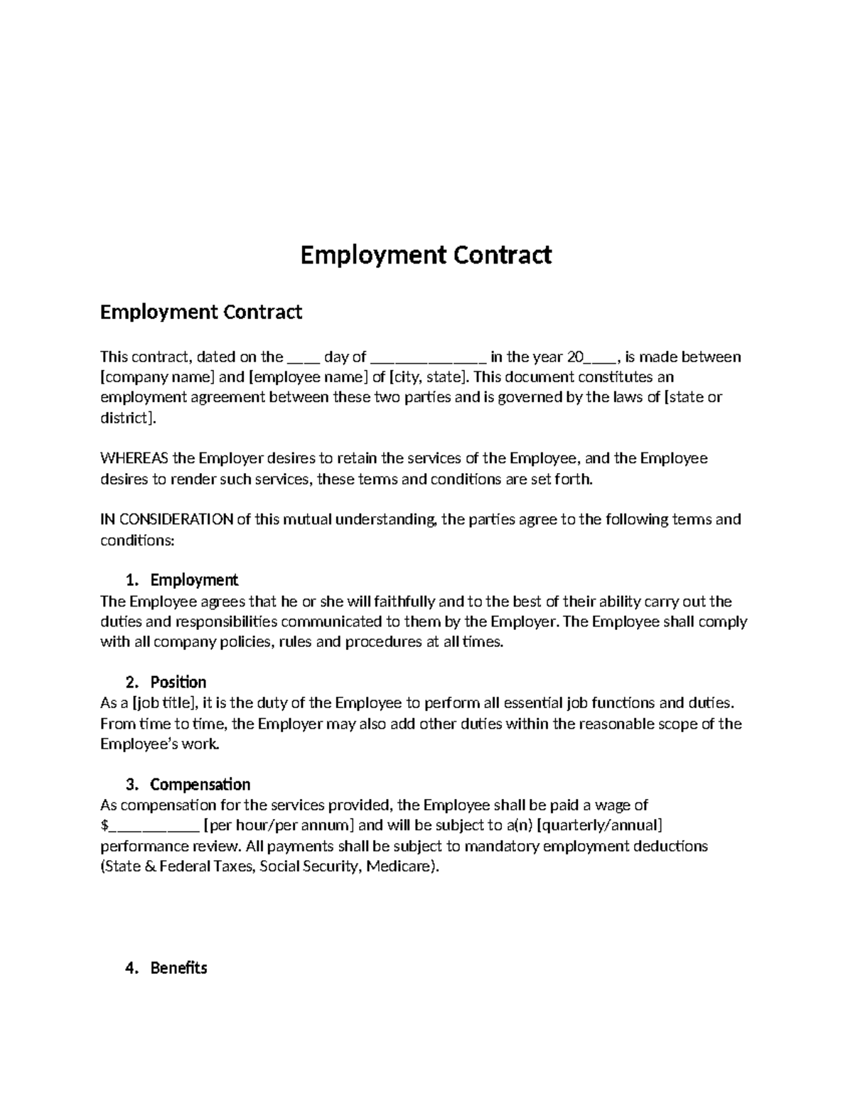 Sample Labor Contract - ADDT - Employment Contract Employment Contract ...