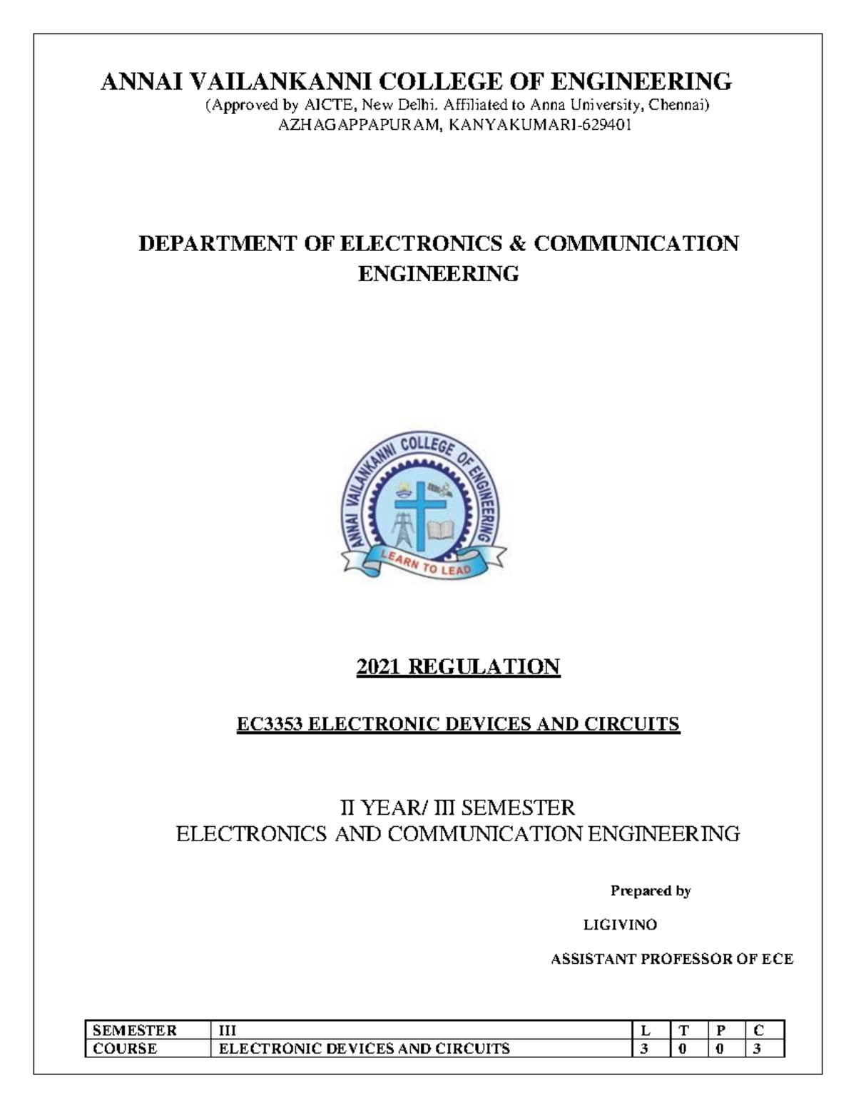 EC3353 EDC Unit 1 Lecture Notes on Electronic Devices and Circuits ...