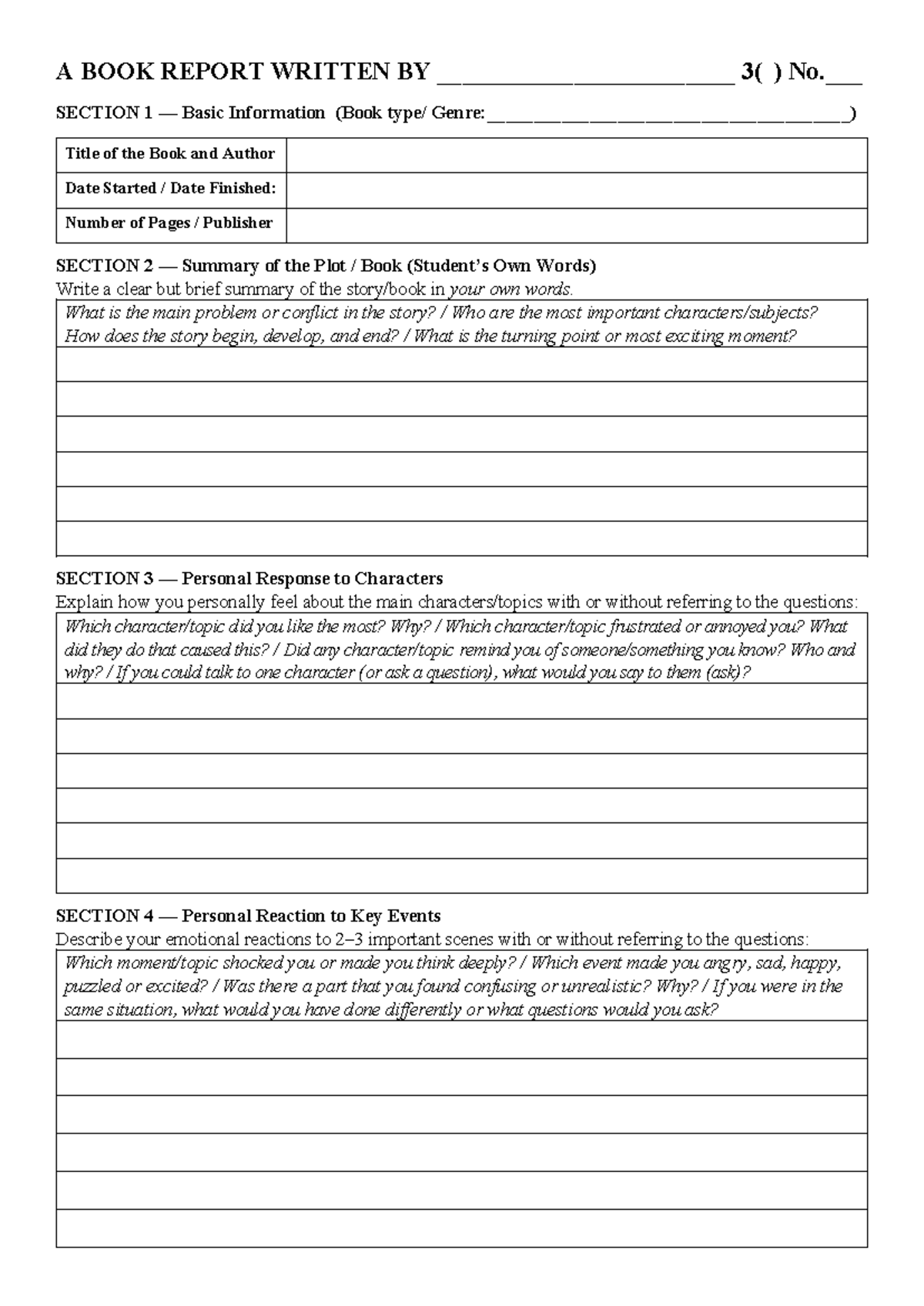 📘 Detailed Book Report Guidelines and Evaluation Rubric - Studocu
