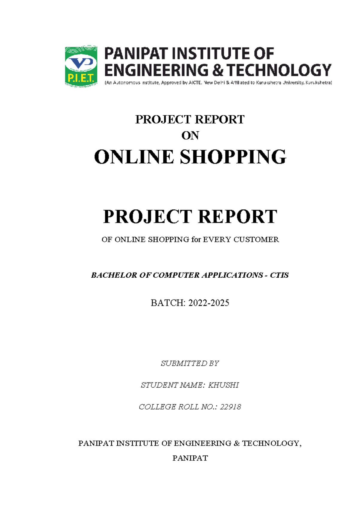 BCA Project Report: Online Shopping System Analysis and Implementation ...
