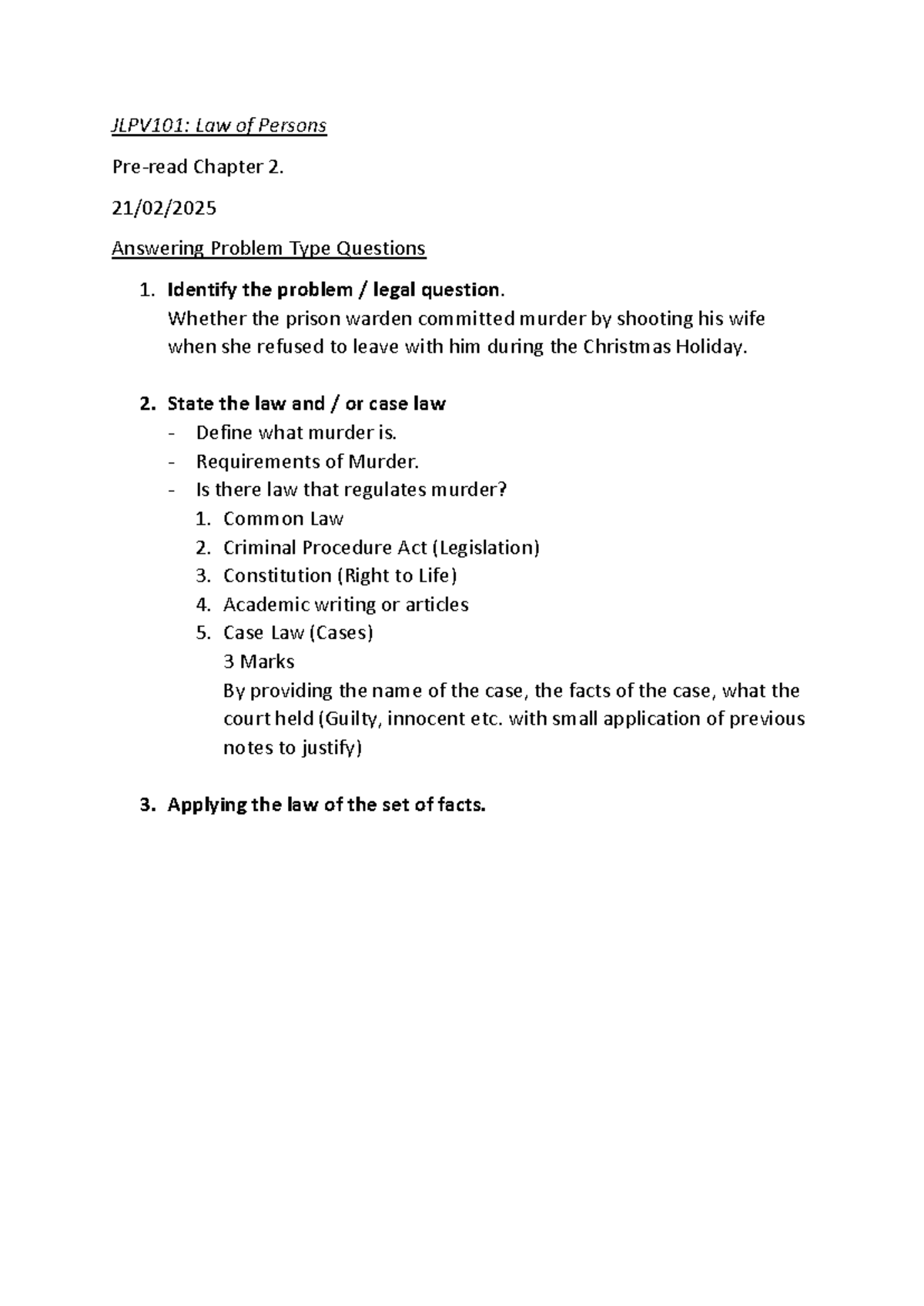 JLPV101: Legal Problem-Solving - Chapter 2 Overview and Analysis - Studocu