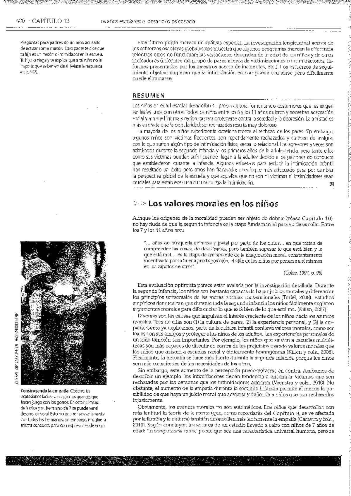 Desarrollo Psicosocial y Moral en Niños: CAP 13 - 400 - Studocu