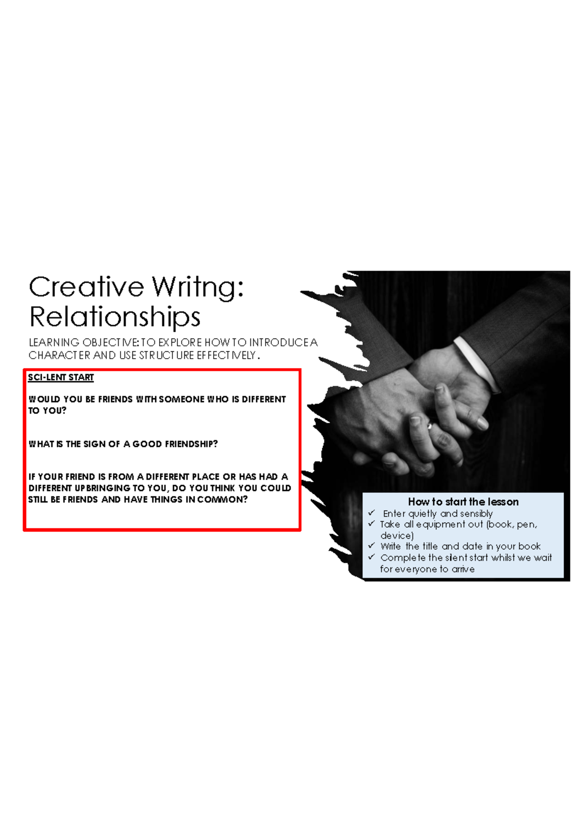 Creative Writing: Exploring Character & Friendship Dynamics - Studocu