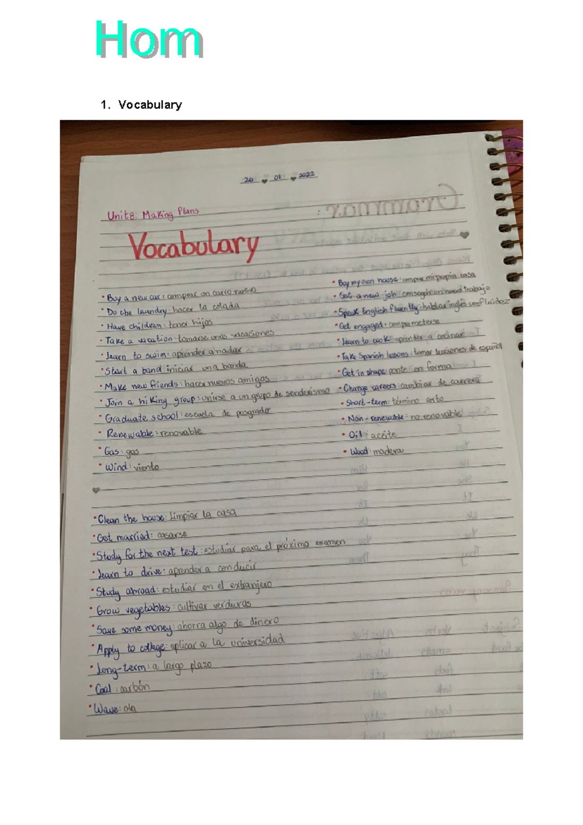 Homework UNIT 8: Vocabulary & Student Workbook Exercises - Studocu