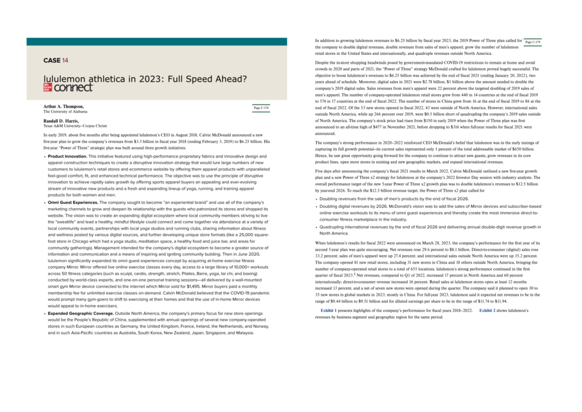 Lululemon Case Study Task 1: Analyzing the Power of Three Plan - Studocu