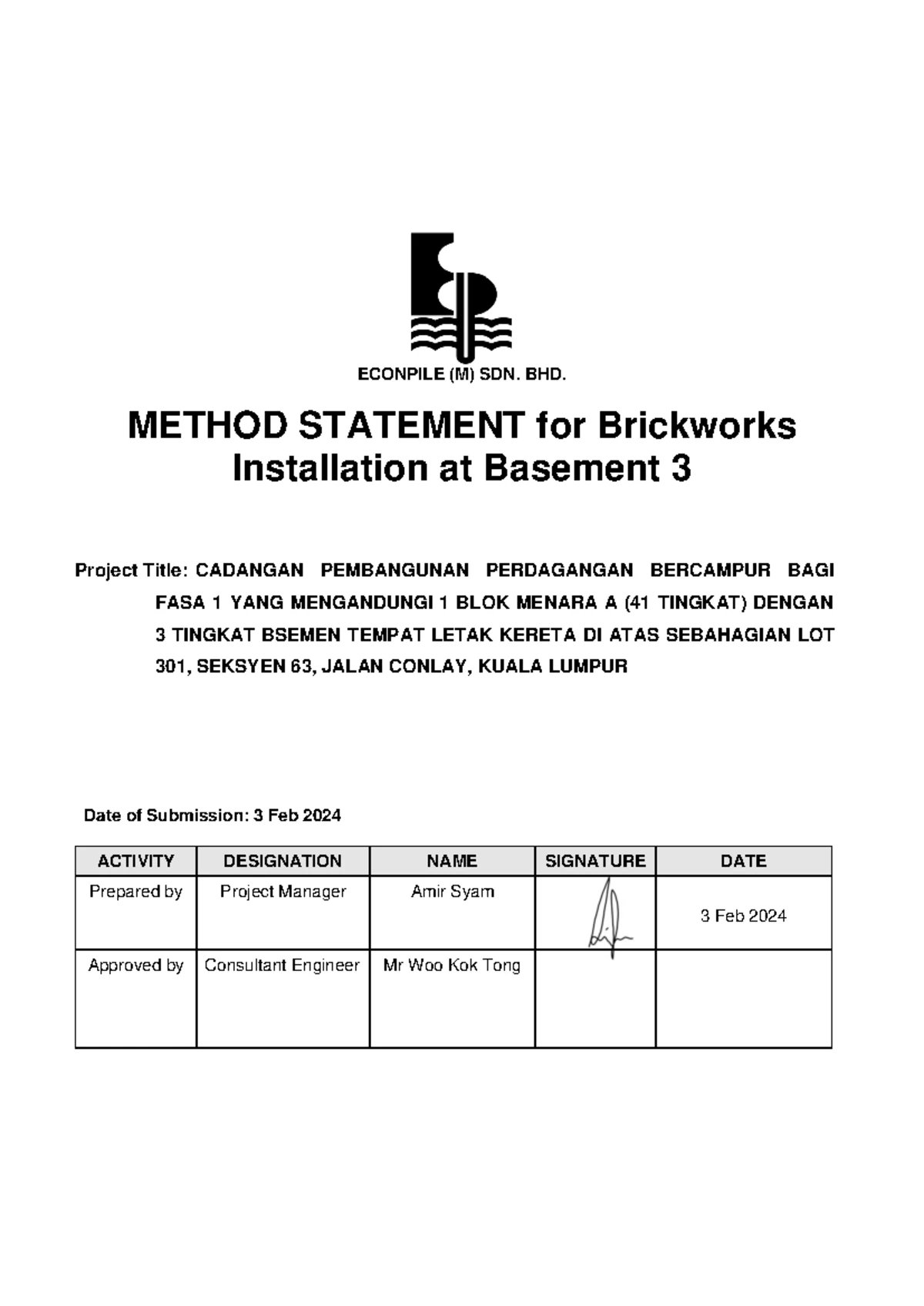 Method Statement for Slab Coring - Concreting Works at Basement 3 (Rev 2) - Studocu